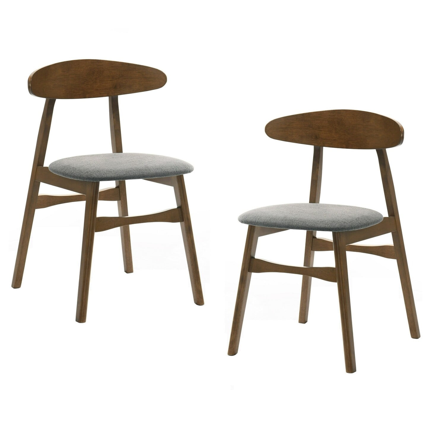 Cid Cas 20 Inch Dining Chair Set of 2 Curved Oval Backrest Walnut Wood ...