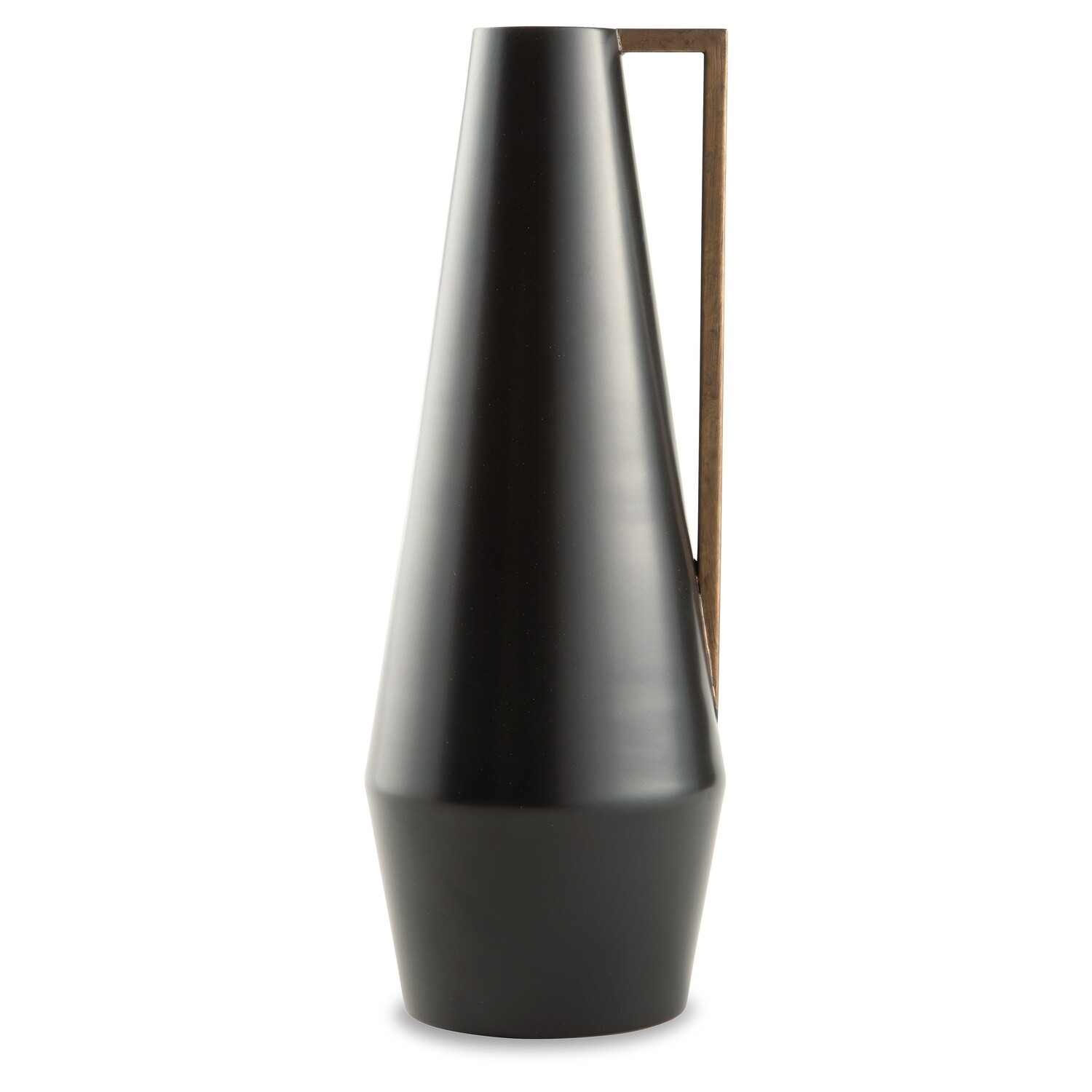 Benjara Ezra 20 Inch Decorative Flower Vase, Angular Gold Handle, Black ...