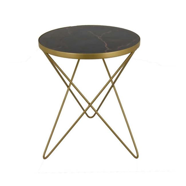 Benjara 20 in. Table Round Top Open Metal Frame Plant Stand, Black ...