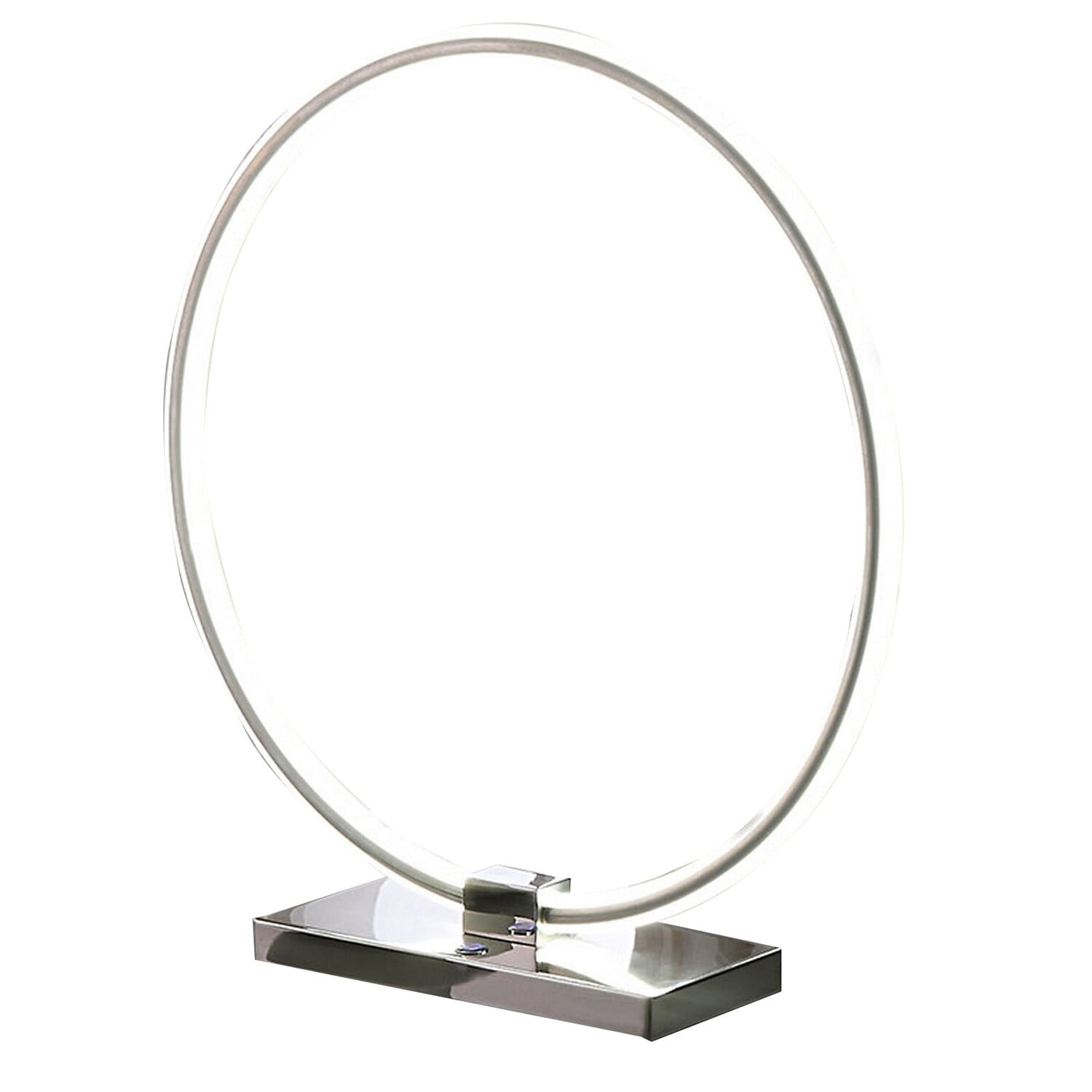 Sine 21 Inch Table Lamp - Modern Circle Ring LED - Sleek Silver Metal ...