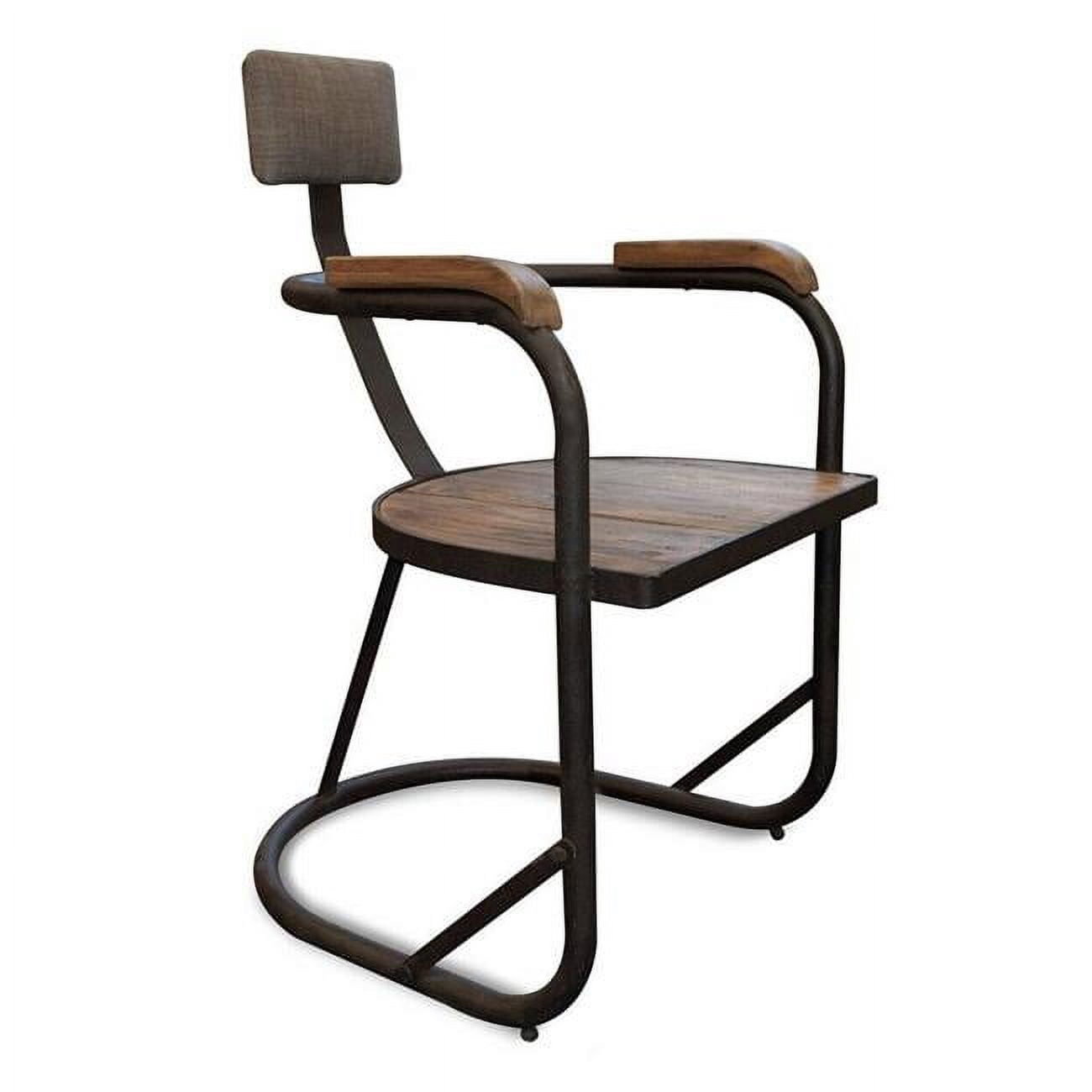 Benjara 23 in. Padded Headrest Wood Seat & Arms & Black Metal ...