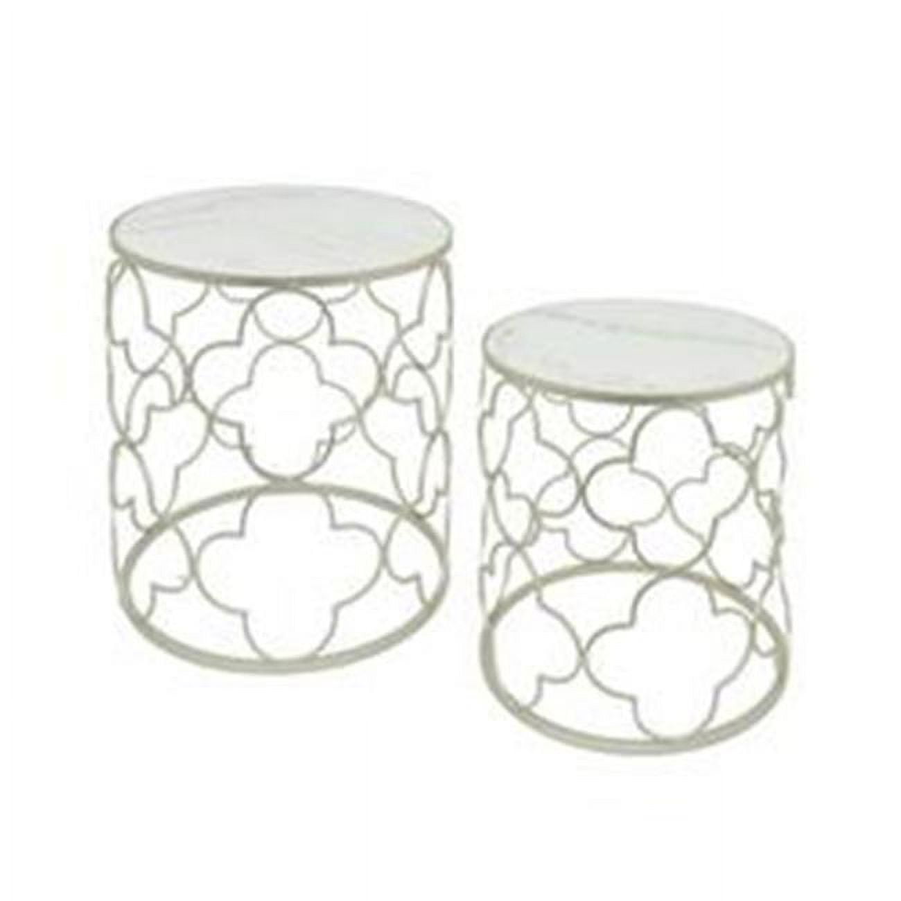 Benjara 23 in. Poh Metal & Marble Plant Stand Table with Round Top ...