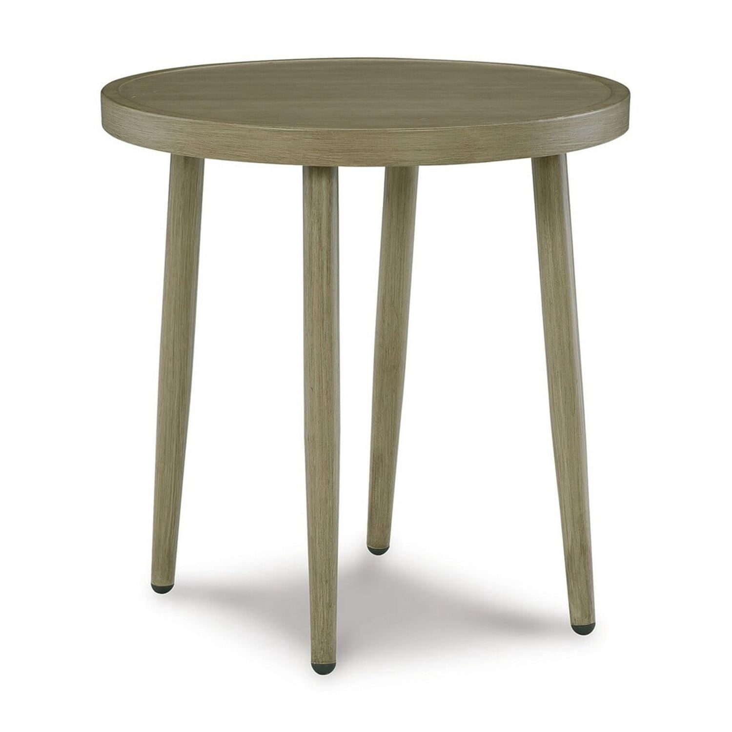 Sven 23 Inch Outdoor Side End Table, Round Top, Aluminum Frame, Brown ...