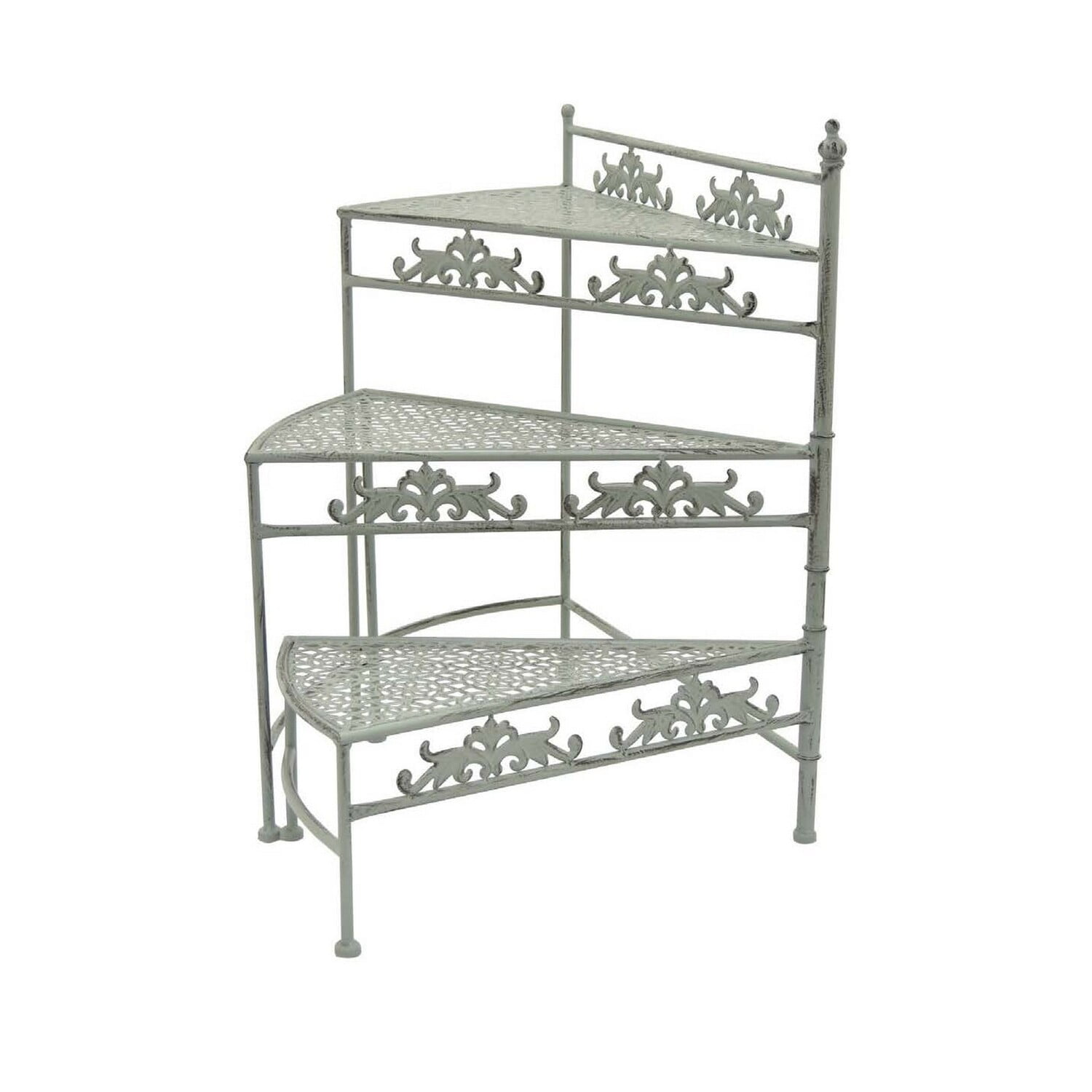 24 Inch Tall Folding Plant Stand Table, 3 Tiered, Mesh Tops, Green ...