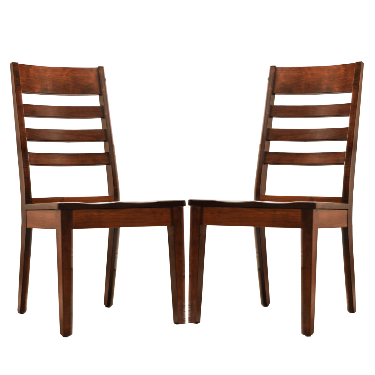 Benjara 24 Inch Wood Dining Chair, Set of 2, Ladder Back, Contoured ...