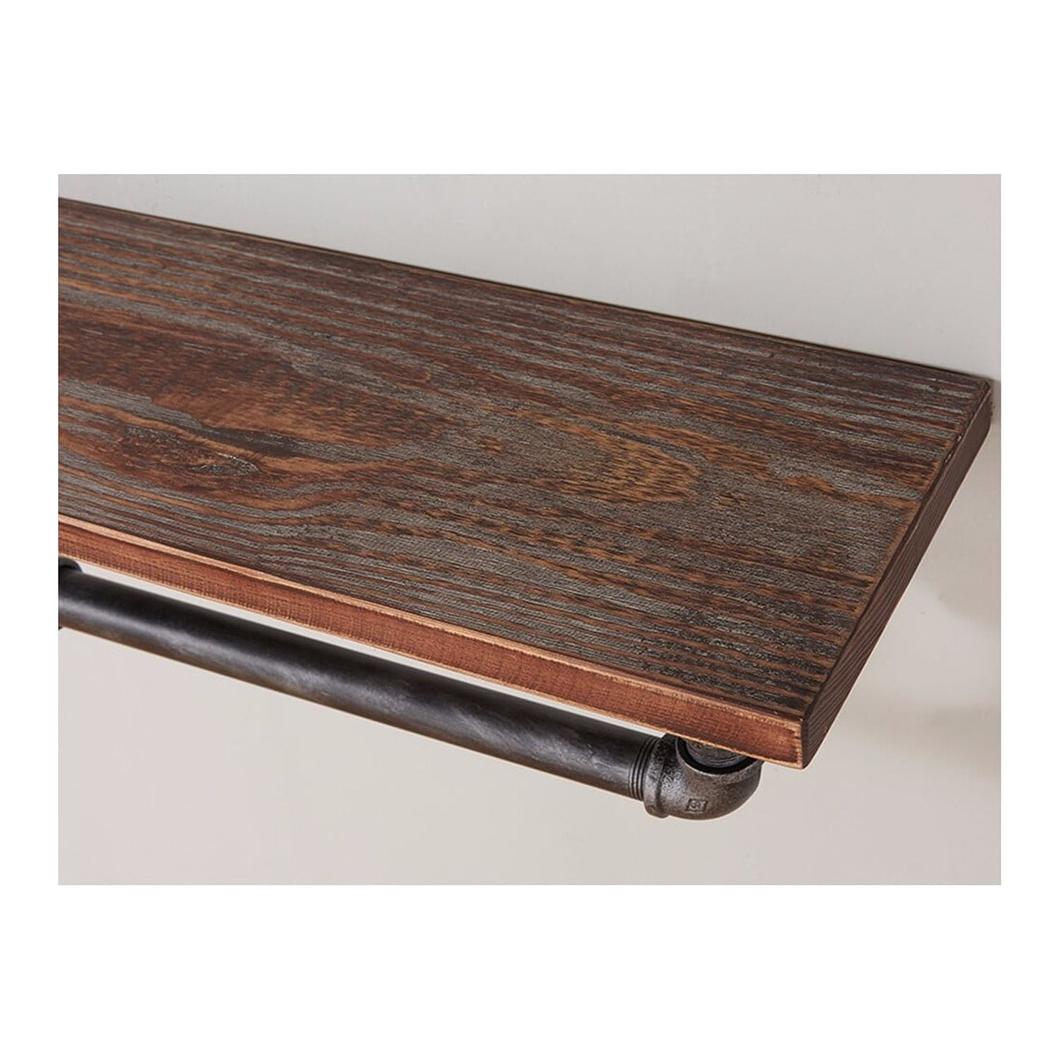 24 Inches Wood and Metal Frame Floating Wall Shelf, Walnut Brown and ...