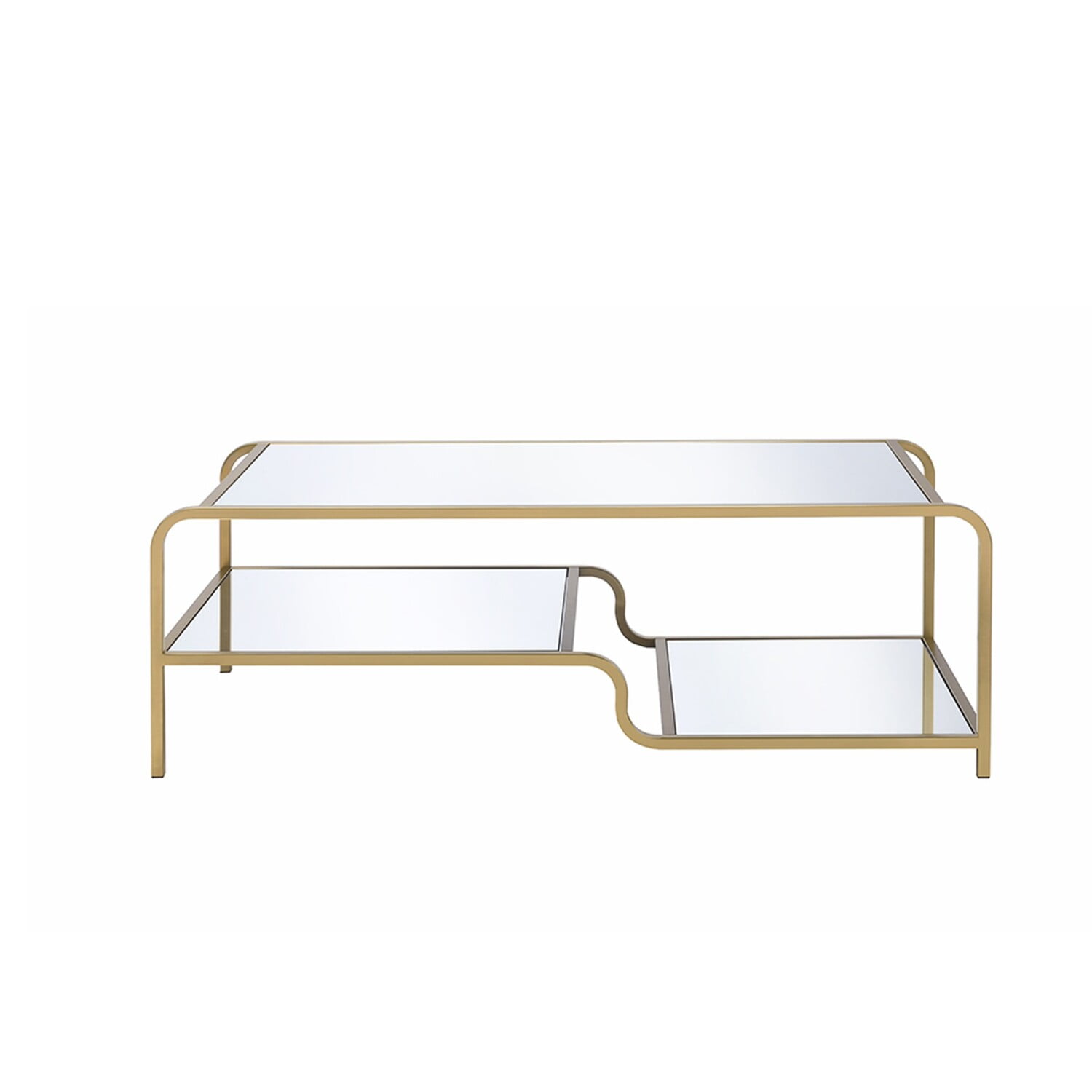 Benjara 24" Modern Metal Coffee Table with Tiered Shelves in Gold ...