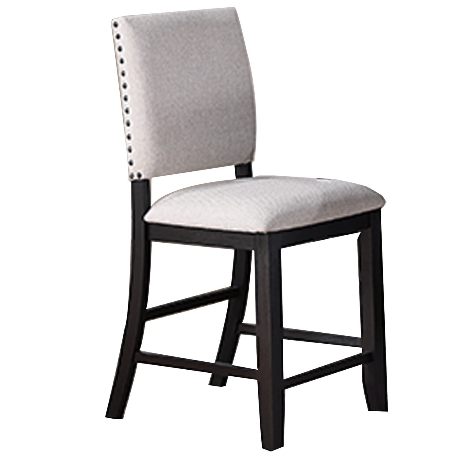 Benjara Edward 24 Inch Counter Height Chair Set of 2, Black Wood, White ...