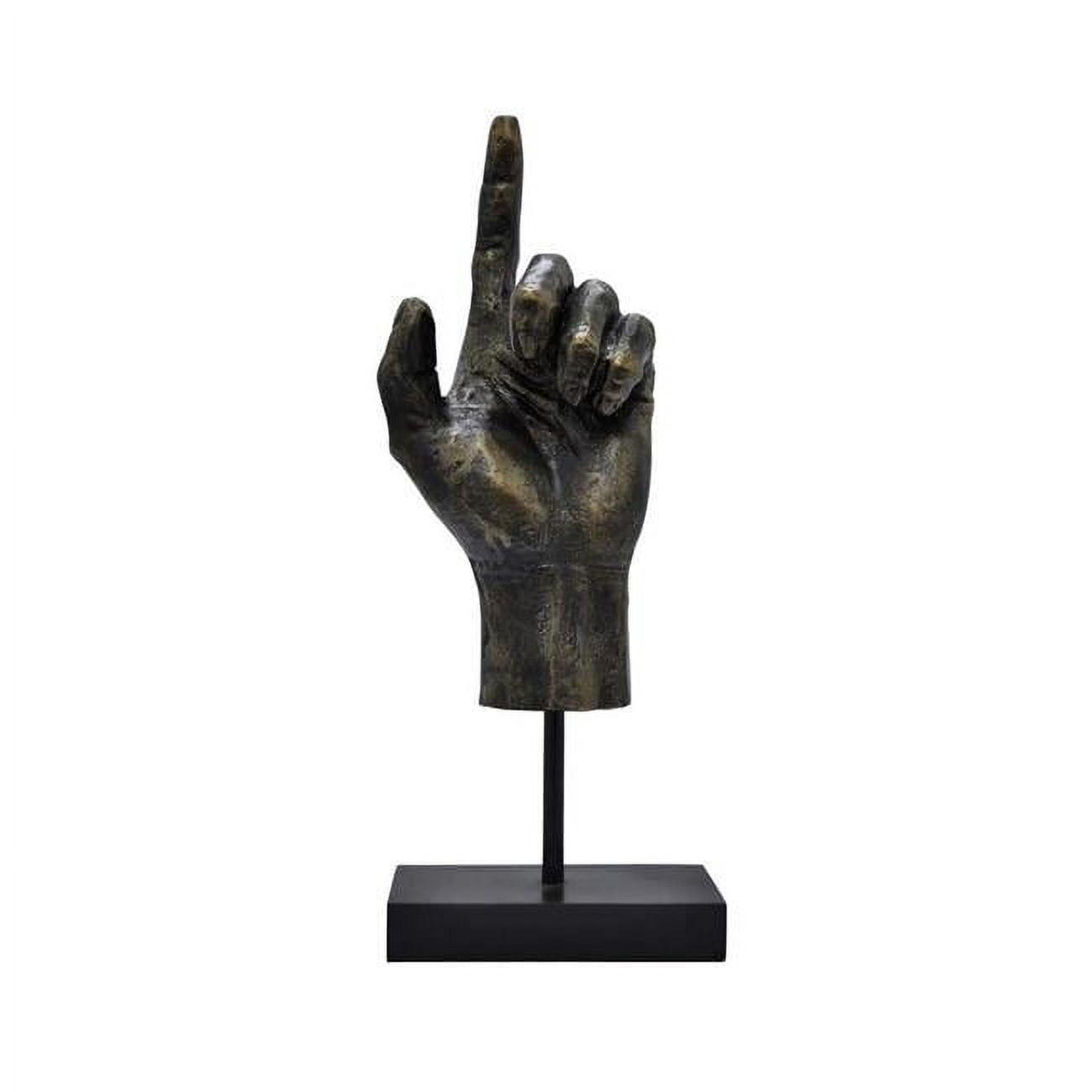 Benjara 24 in. Pointing Hand Pedestal Base & Resin Frame Sculpture ...