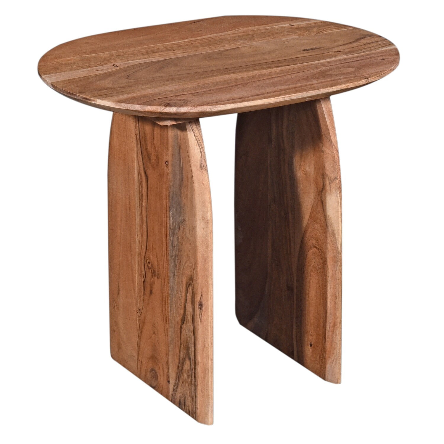 Benjara Sosi Side End Table, 24 Inch Oval, Panel Legs, Natural Brown ...