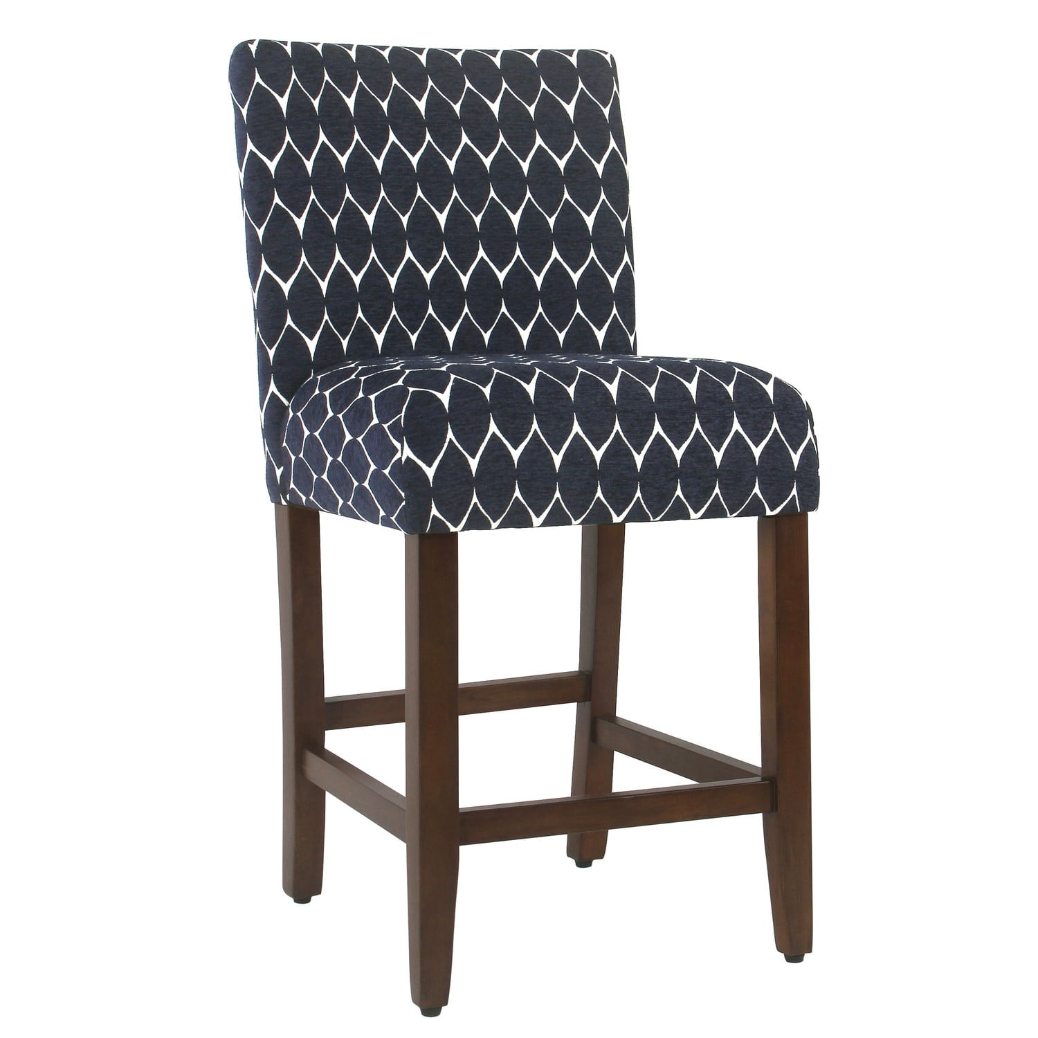 Wooden 24 Inch Counter Height Stool with Geometric Pattern Fabric ...