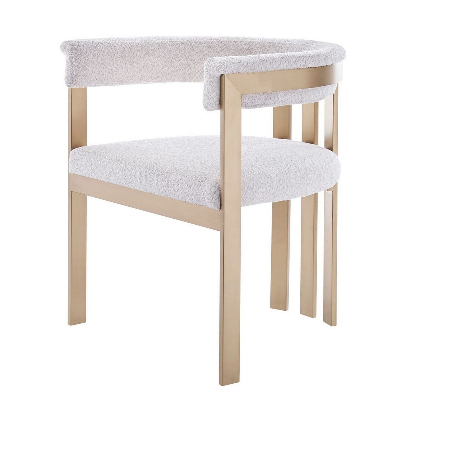 Benjara 25 Inch Dining Chair, Contemporary Art Style, Sherpa Velvet ...