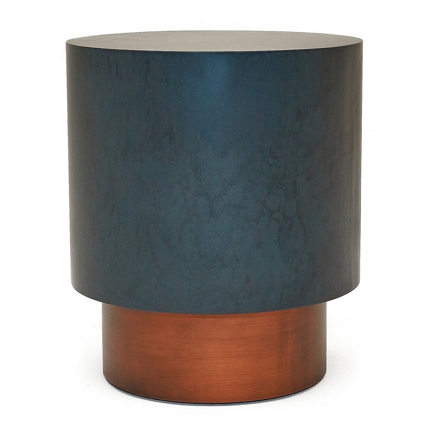 Benjara 25 Inch End Table, Modern Round Silhouette, Copper Base, Metal ...