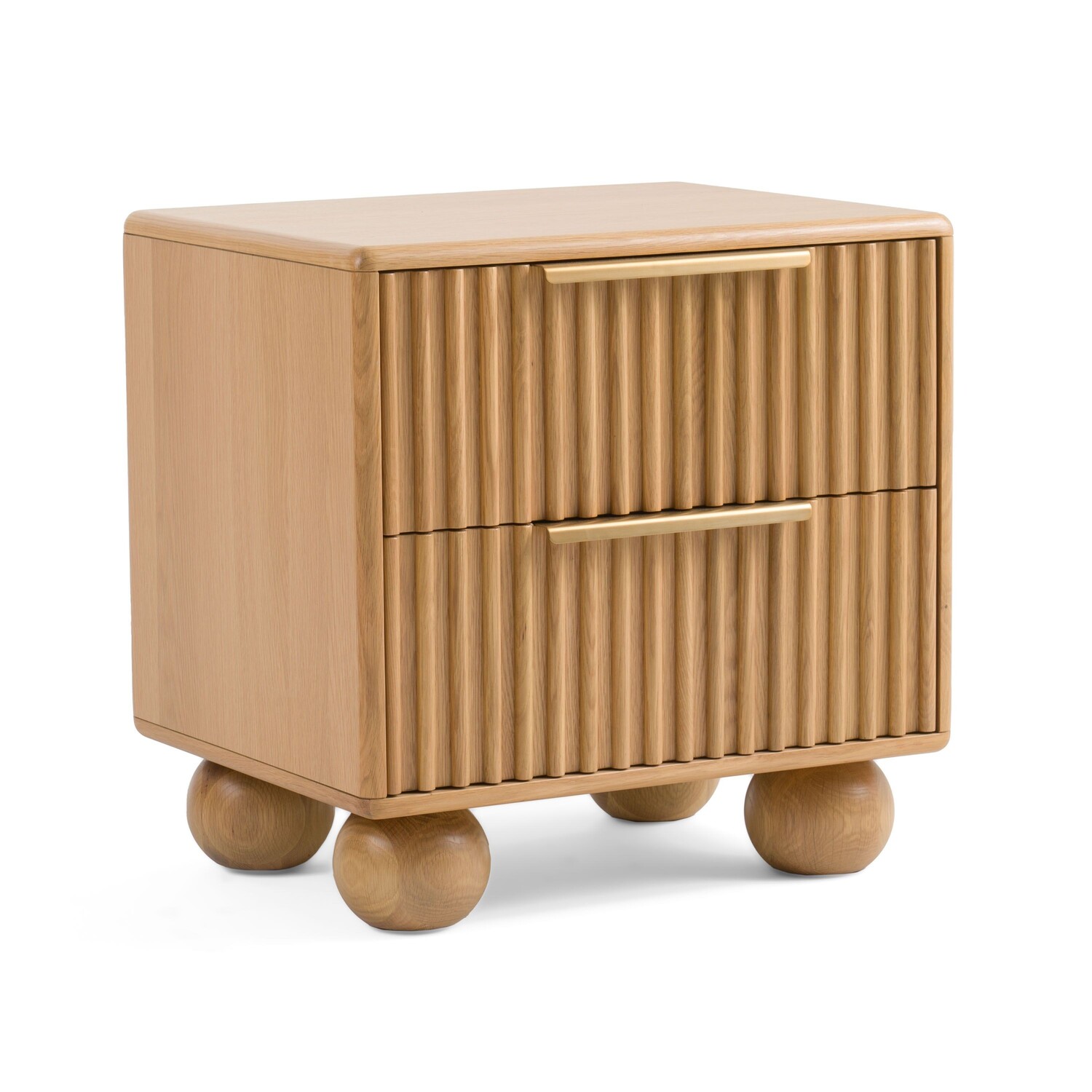 Benjara Cid Joya 25 Inch Nightstand, 2 Drawers, Natural Brown Solid Oak ...