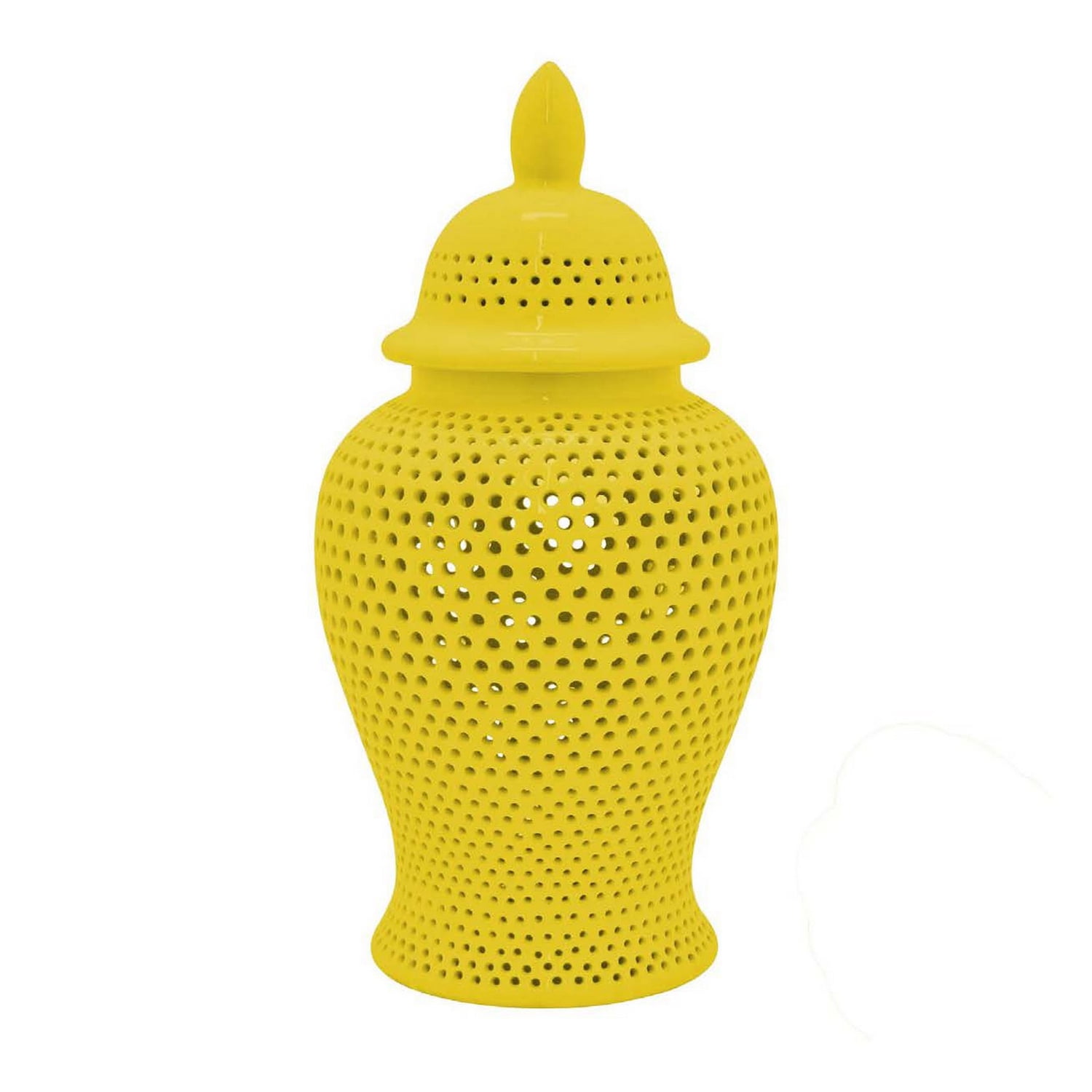 Benjara BM309705 25 in. Deni Carved Cutout Lattice Removable Lid Ginger ...