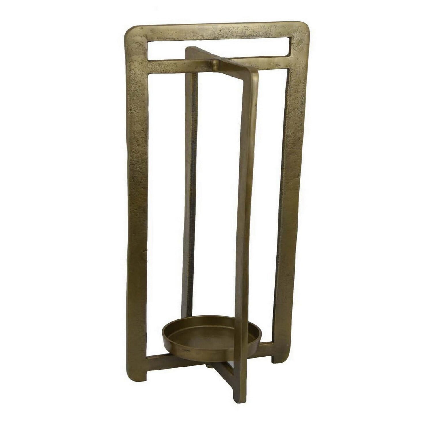 Benjara Eya 25 Inch Modern Tabletop Candle Lantern with Round Plate ...