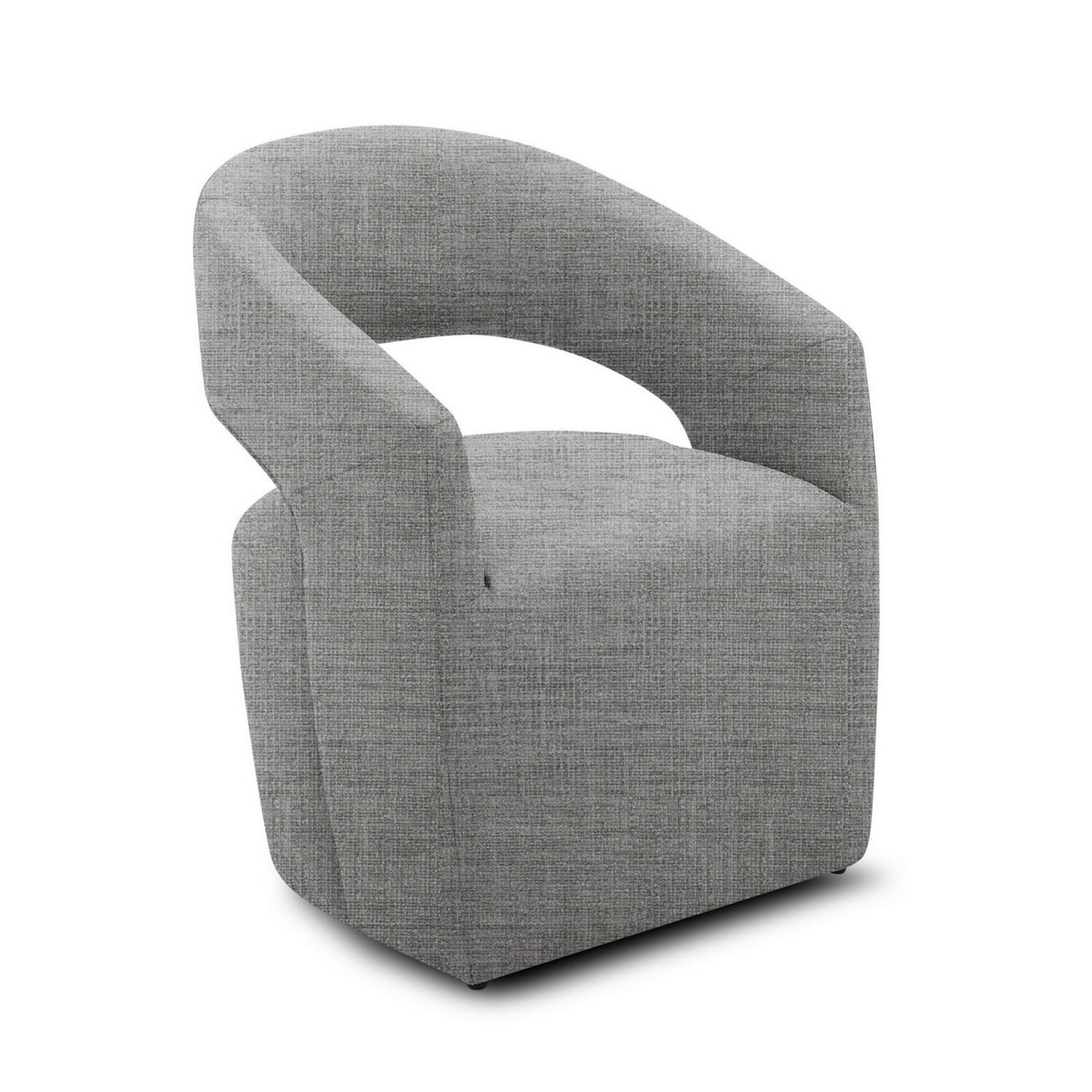 Benjara 26 Inch Accent Chair, Cushioned, Curved Open Back, Gray Fabric ...
