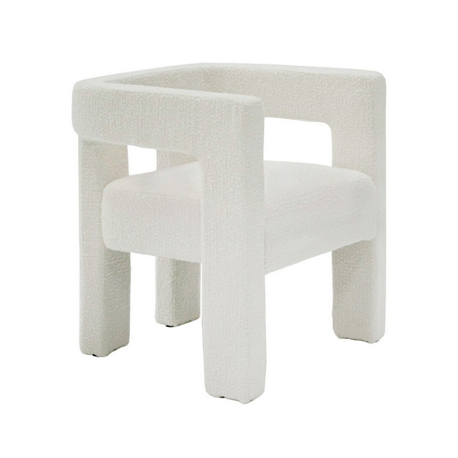 26 Inch Dining Chair, Cushioned Seat, Square Open Back, White ...