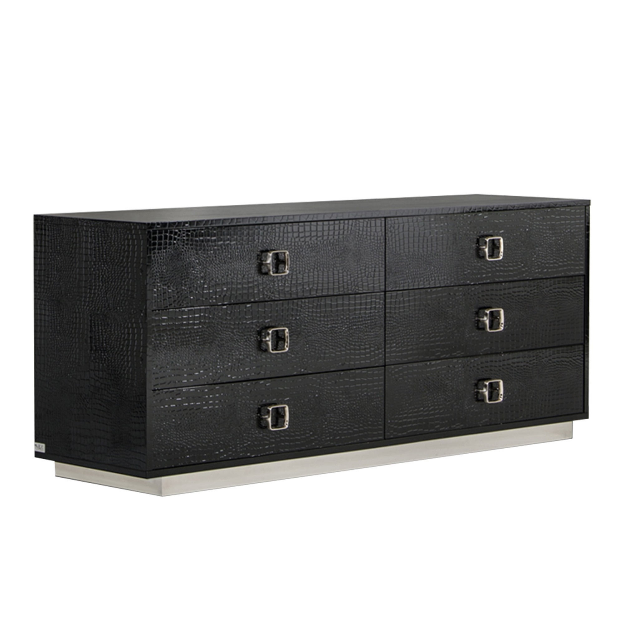 Benjara Hart 63 Inch Dresser, 6 Drawers, Crocodile Skin Texture ...