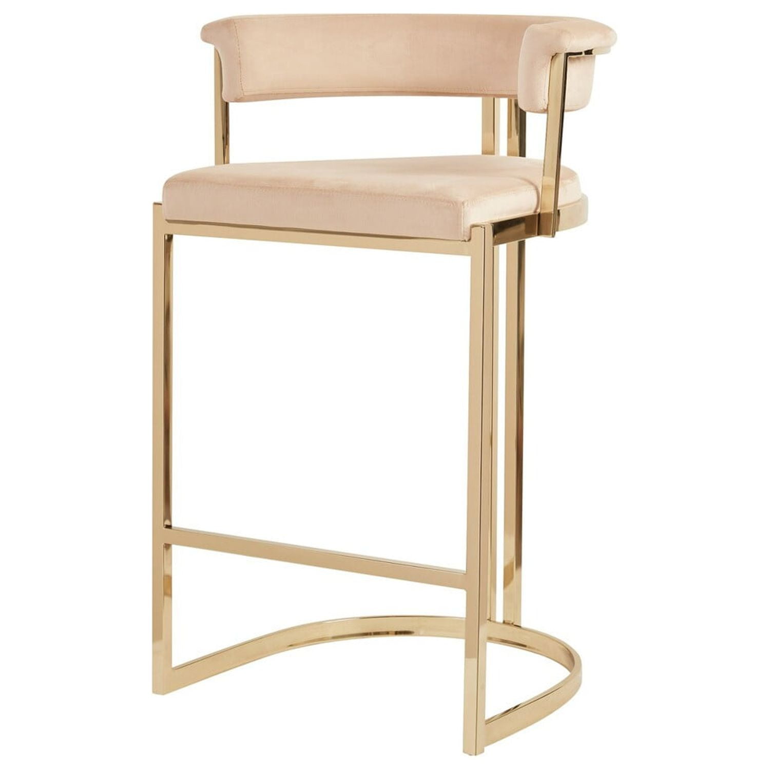 Benjara 27 Inch Cantilever Counter Height Stool, Velvet Seat, Curved ...