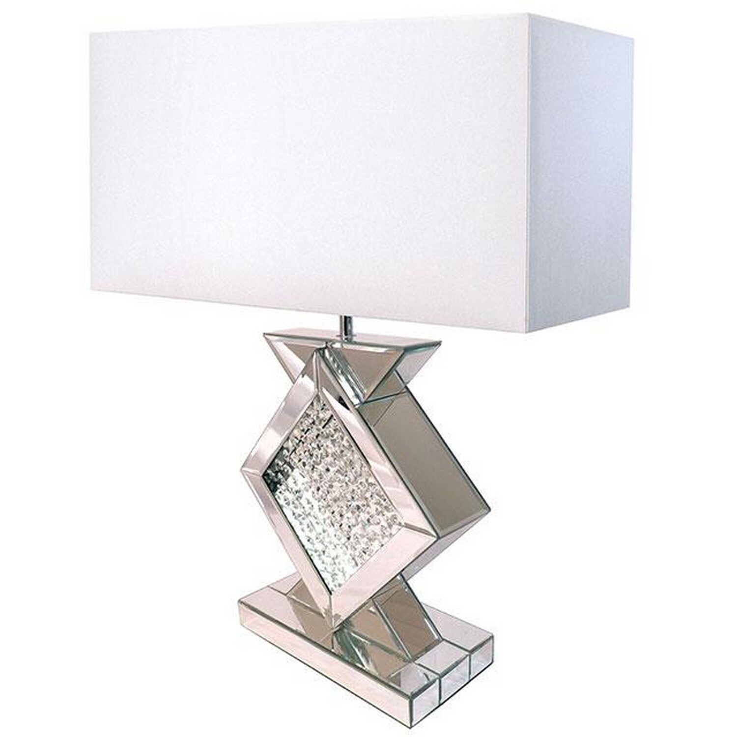 Benjara 27 Inch Table Lamp, Acrylic Crystals, Diamond Base, Champagne ...