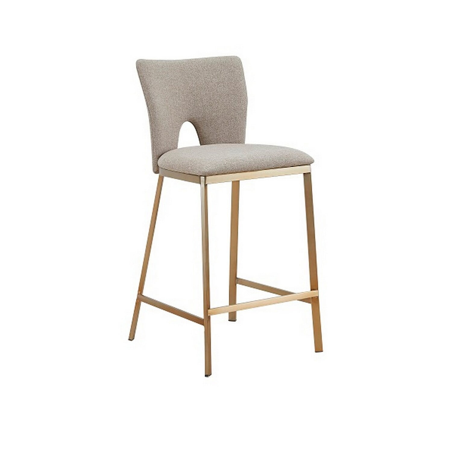 Benjara 27 Inch Counter Stool Chair Set of 2, Beige Velvet Upholstery ...