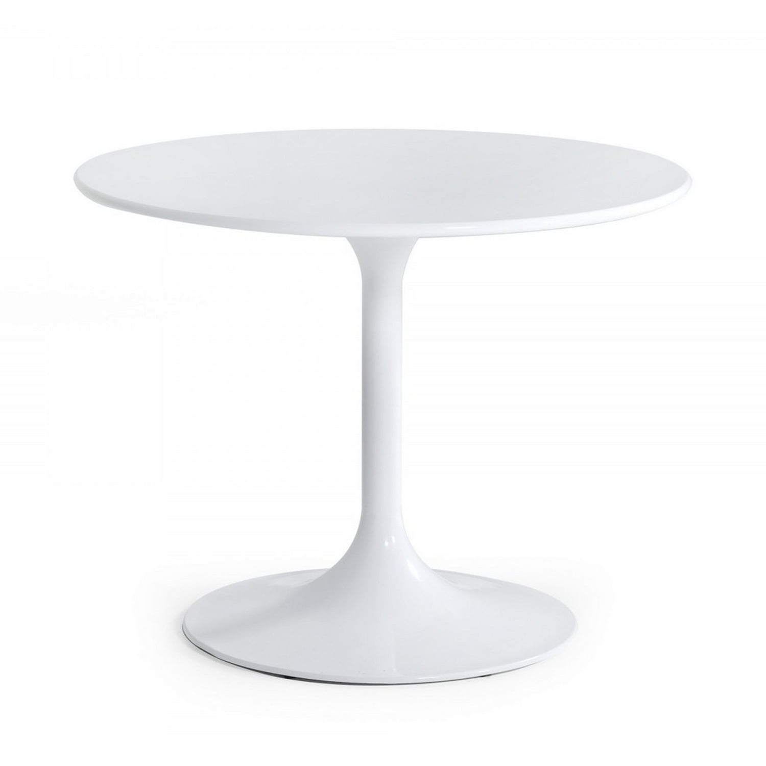 Benjara 28 Inch Round MDF Top Pedestal Base Dining Table, White ...