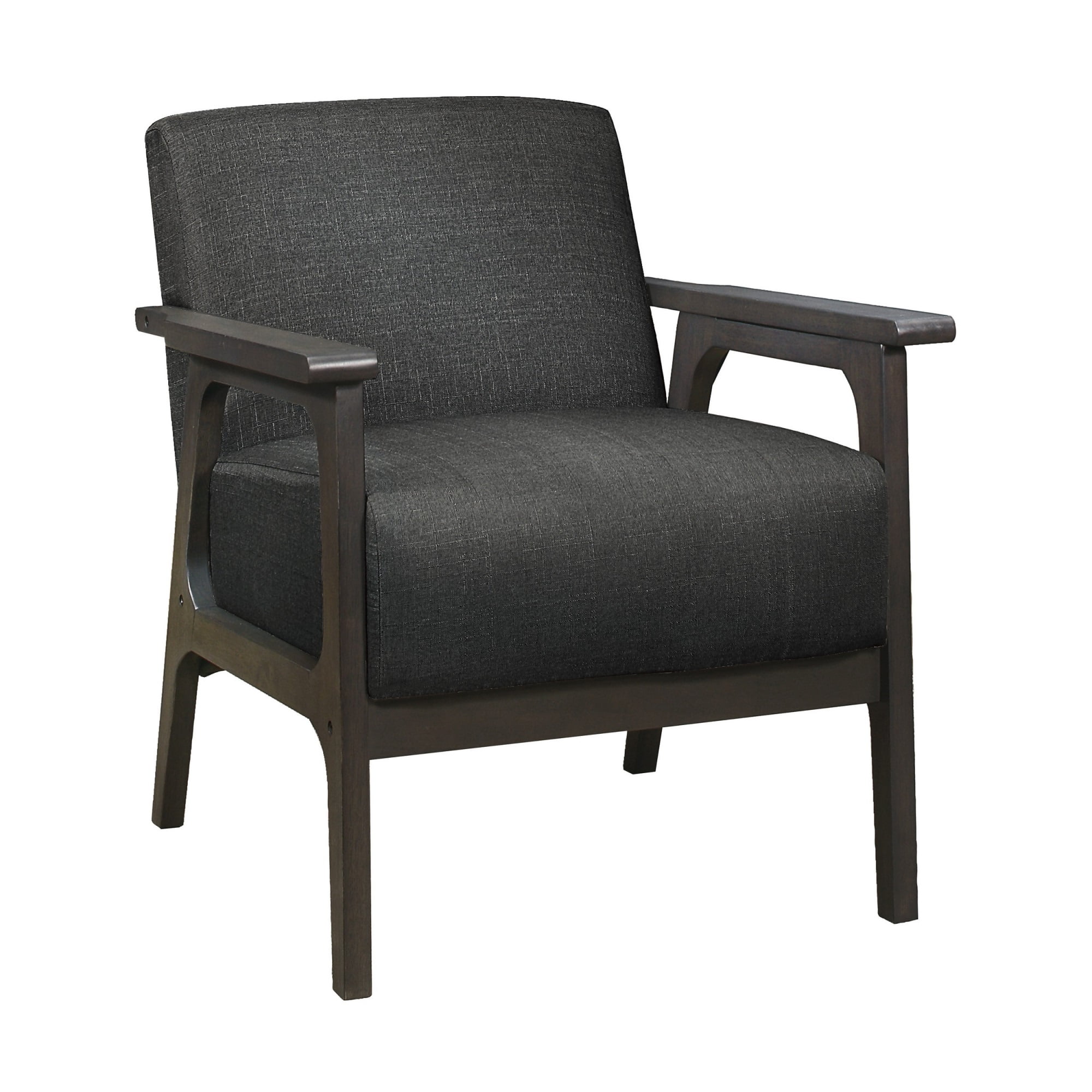 Benjara 28 inch Low Back Accent Chair, Gray Textured Fabric, Vintage ...