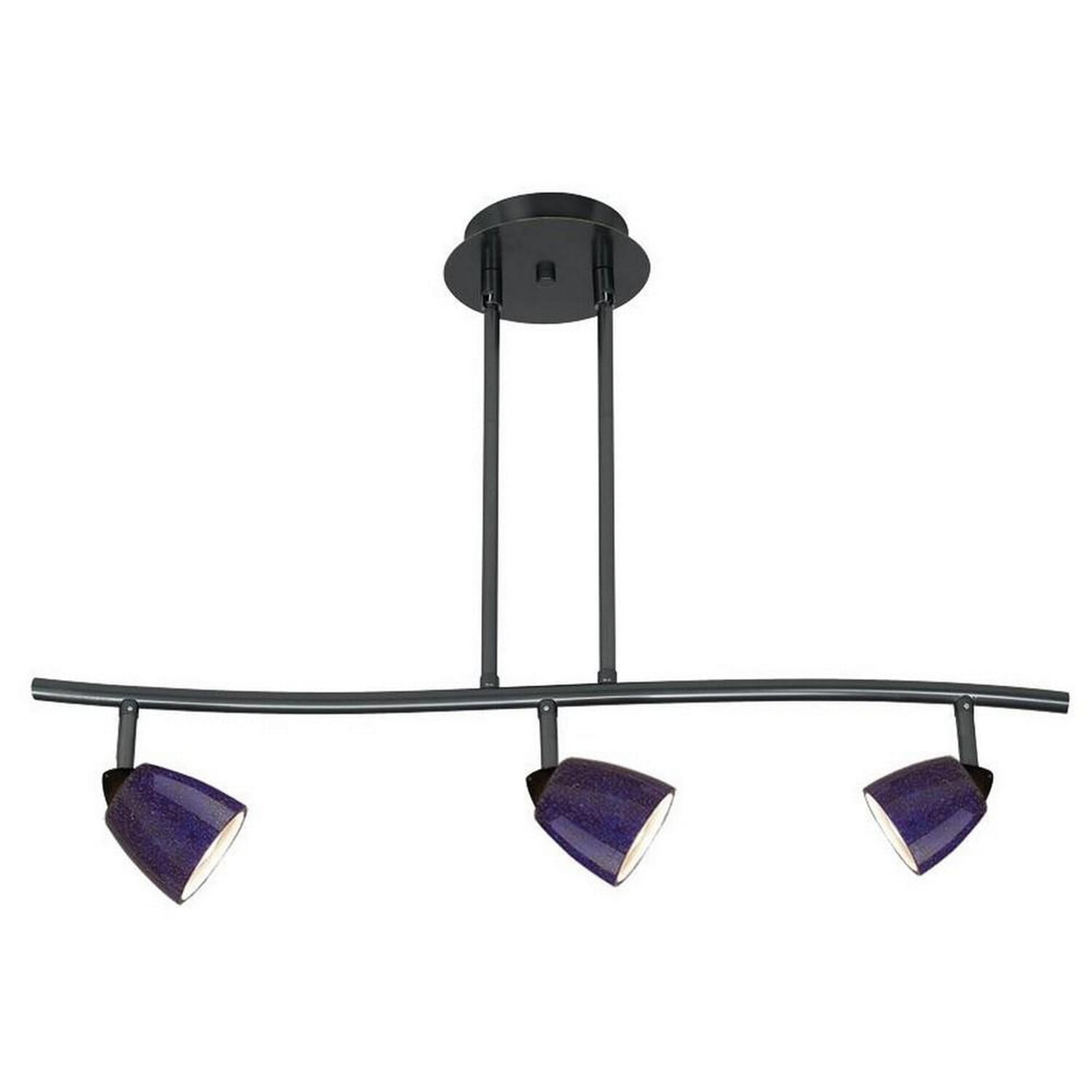 Benjara 3 Light 120V Metal Track Light Fixture with Glass Shade, Black ...