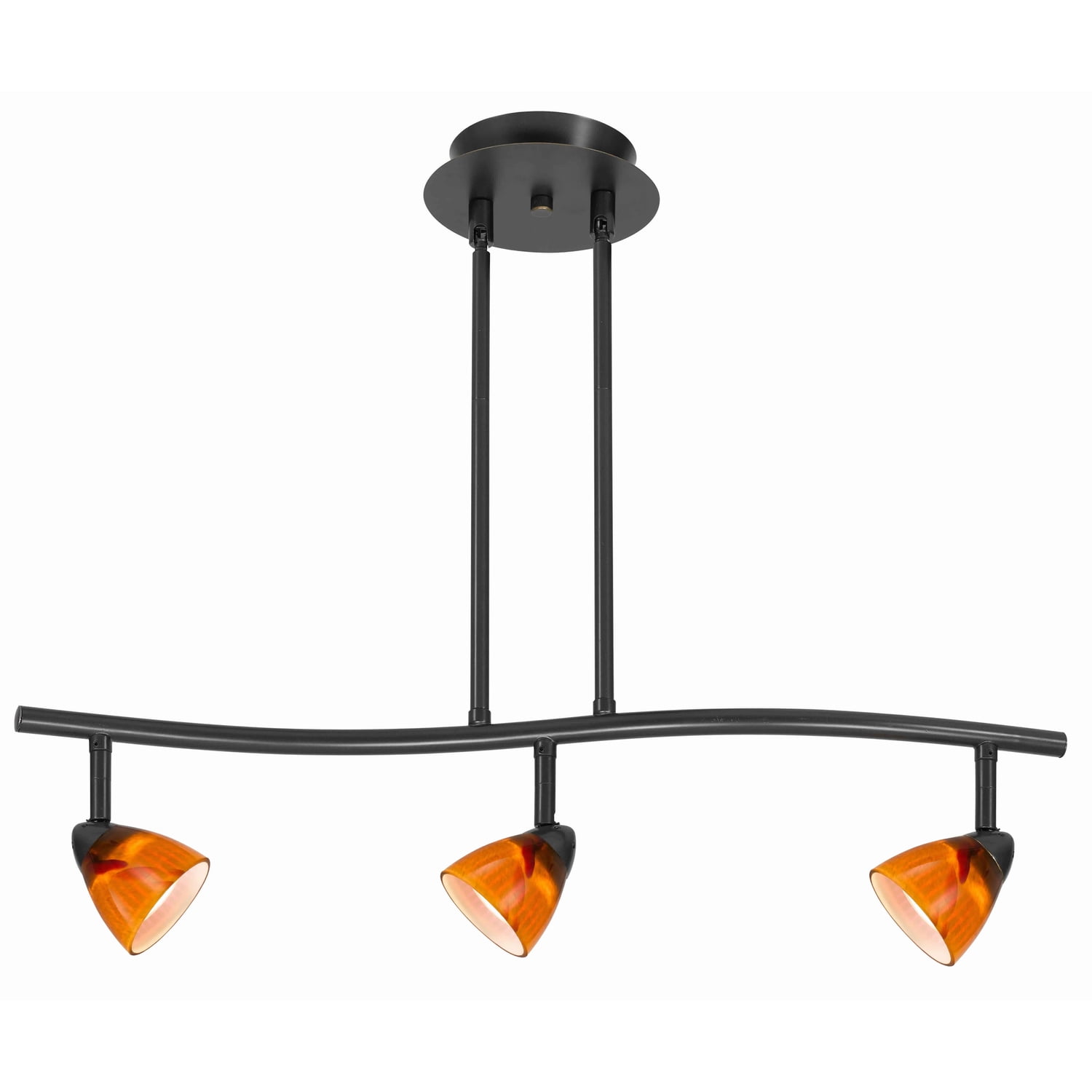 Benjara 3 Light 120V Metal Track Light Fixture with Glass Shade, Black ...