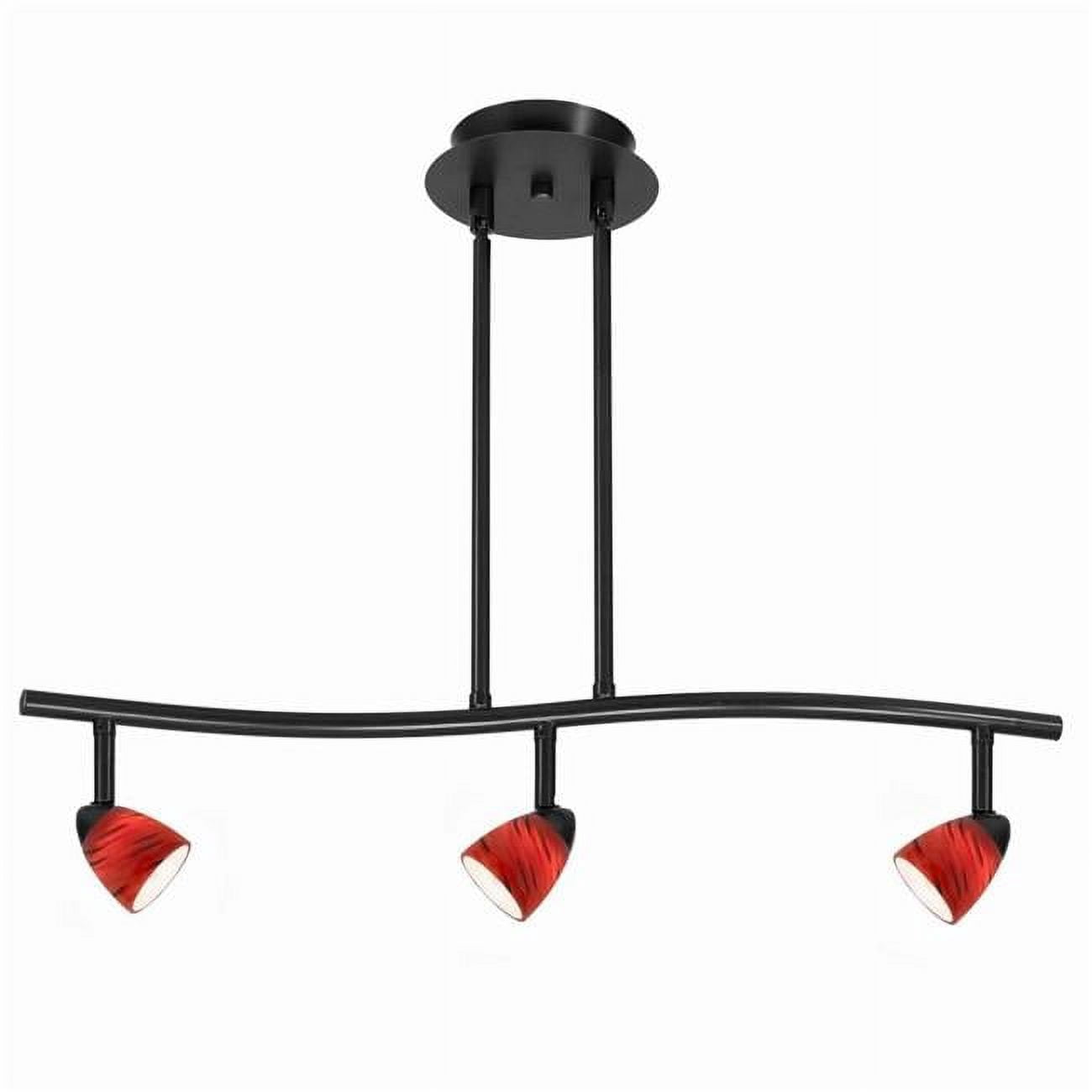 Benjara 3 Light 120V Metal Track Light Fixture with Glass Shade, Black ...