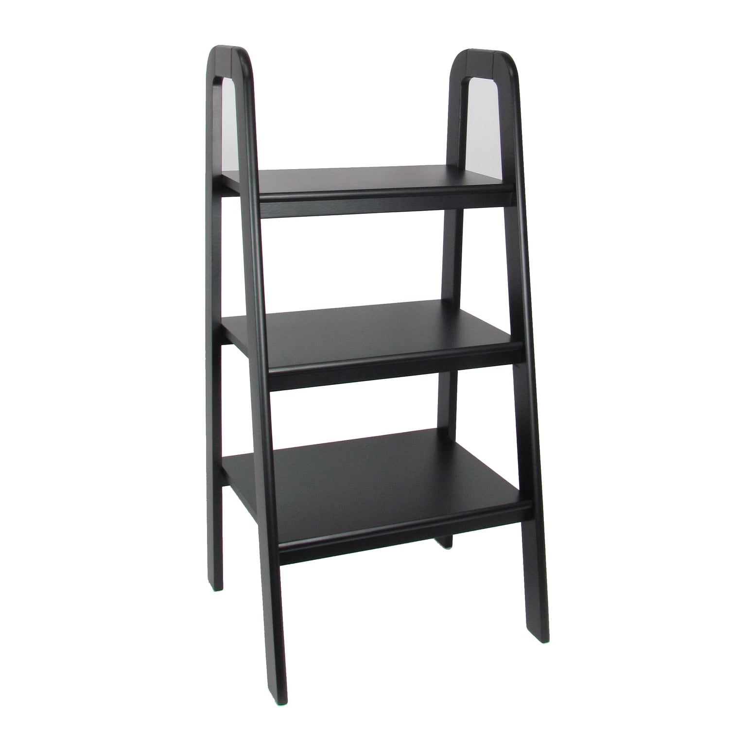 3 Tier Wooden Storage Ladder Stand with Open Back and Sides, Black ...