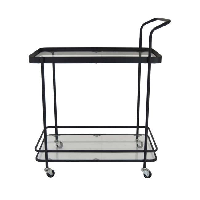 Leo 30 Inch Plant Stand Cart, 2 Shelves, Caster Wheels, Black Metal ...