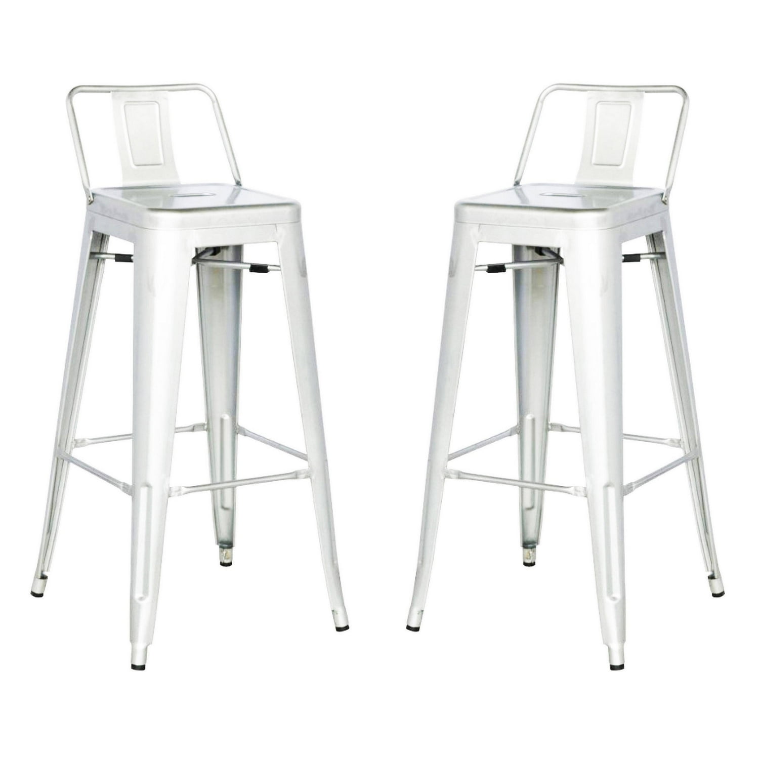 32 Inch Metal Counter Stool with Footrest, Set of 2, White - Saltoro ...
