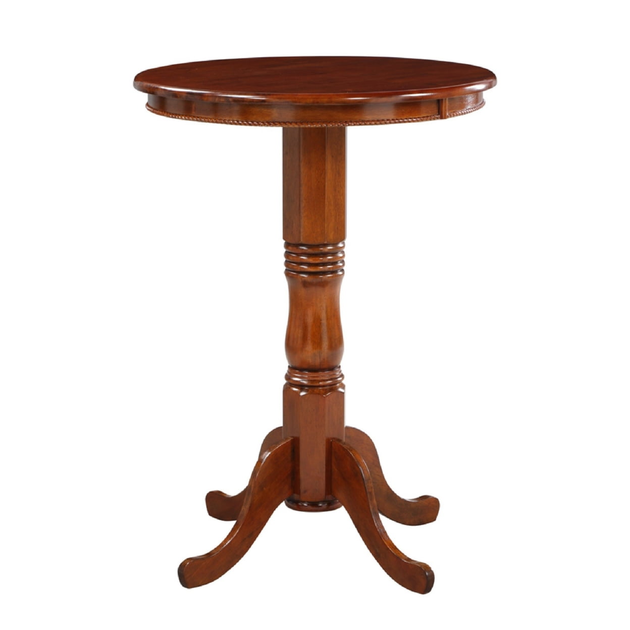 32 Inch Round Pub Bar Table Classic Turned Pedestal MDF Wood Walnut ...