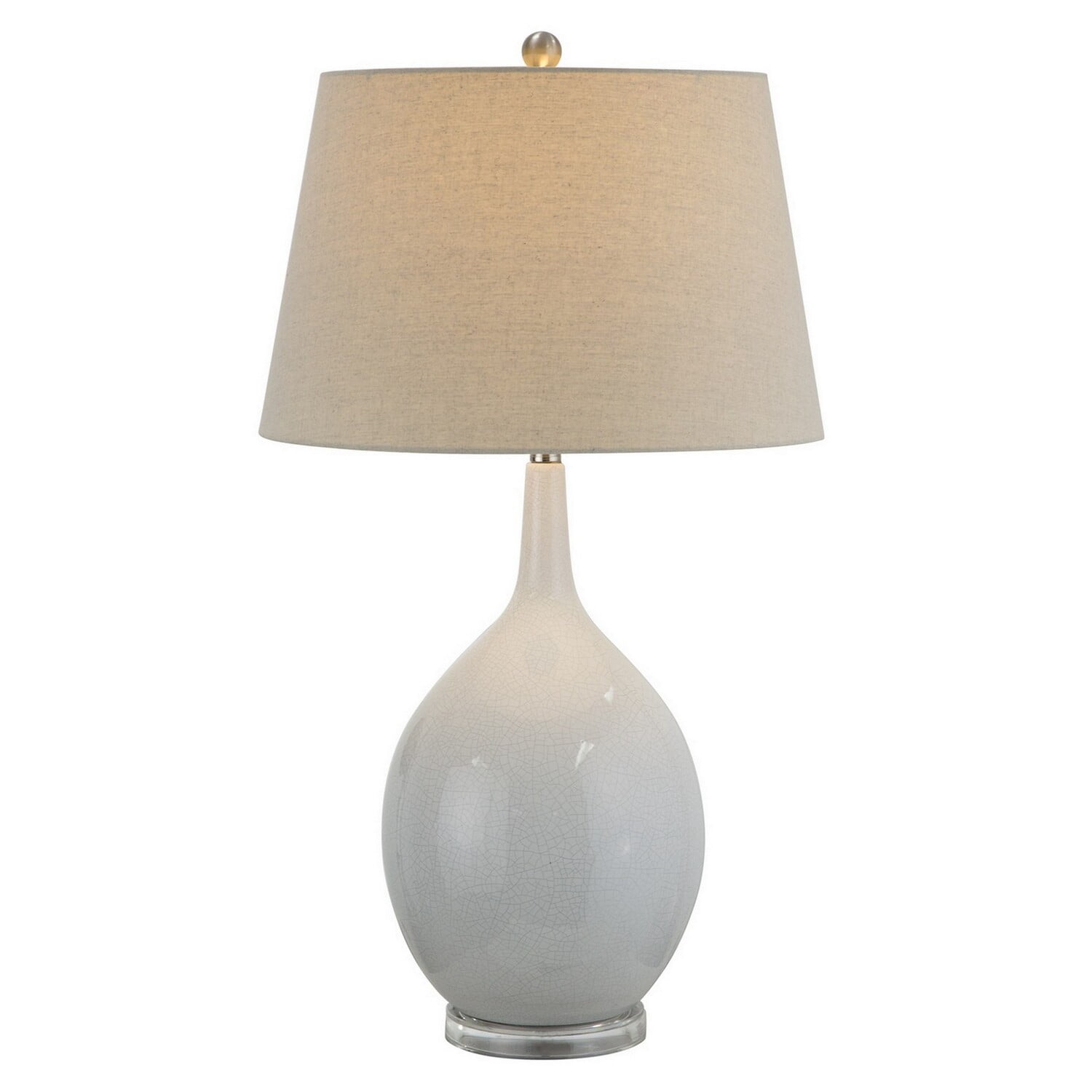 Benjara 32 Inch Table Lamp, Empire Shade, Ceramic Stand, Crackle White ...