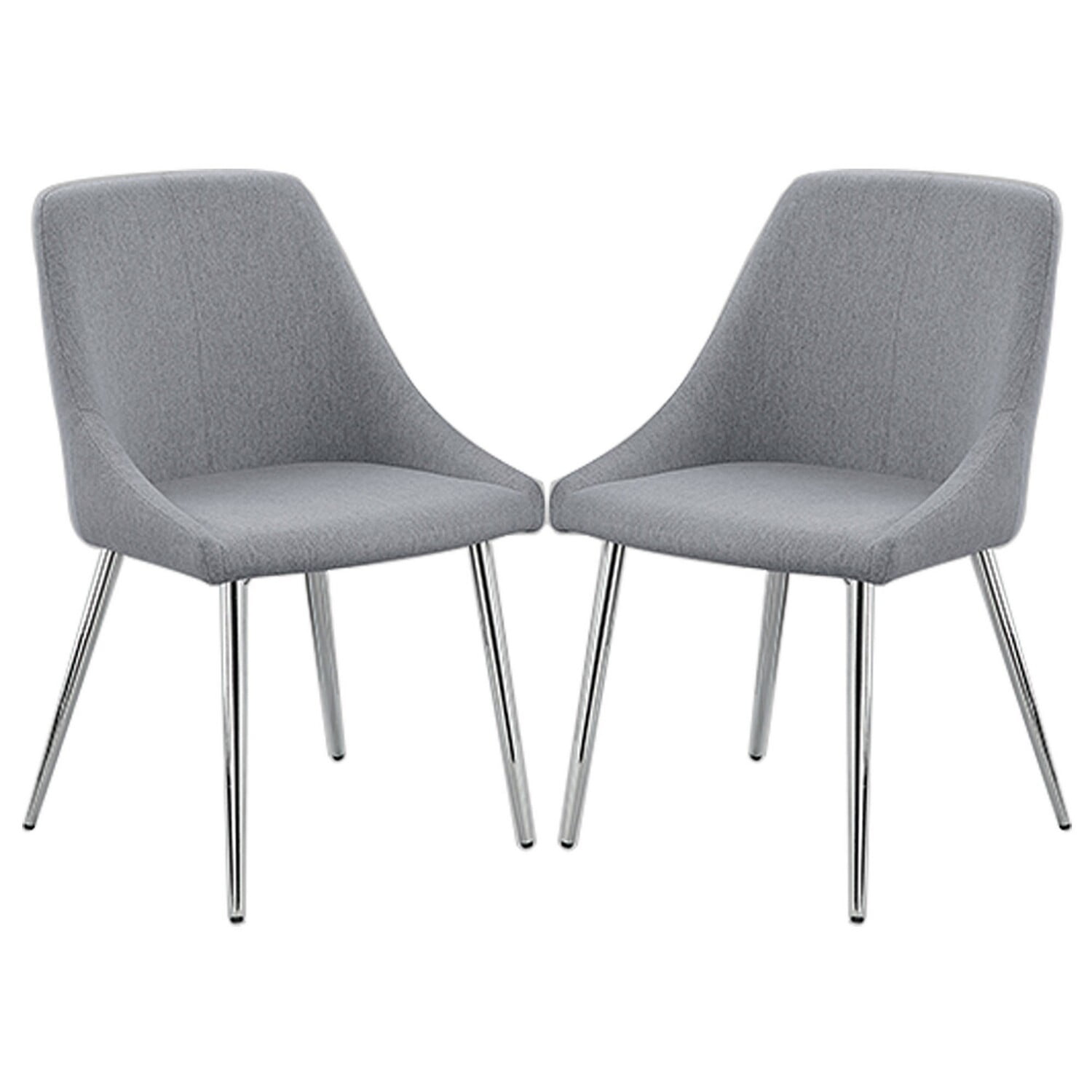 Kian 20 Inch Side Chair Set of 2, Tapered Legs, Gray Fabric Upholstery ...