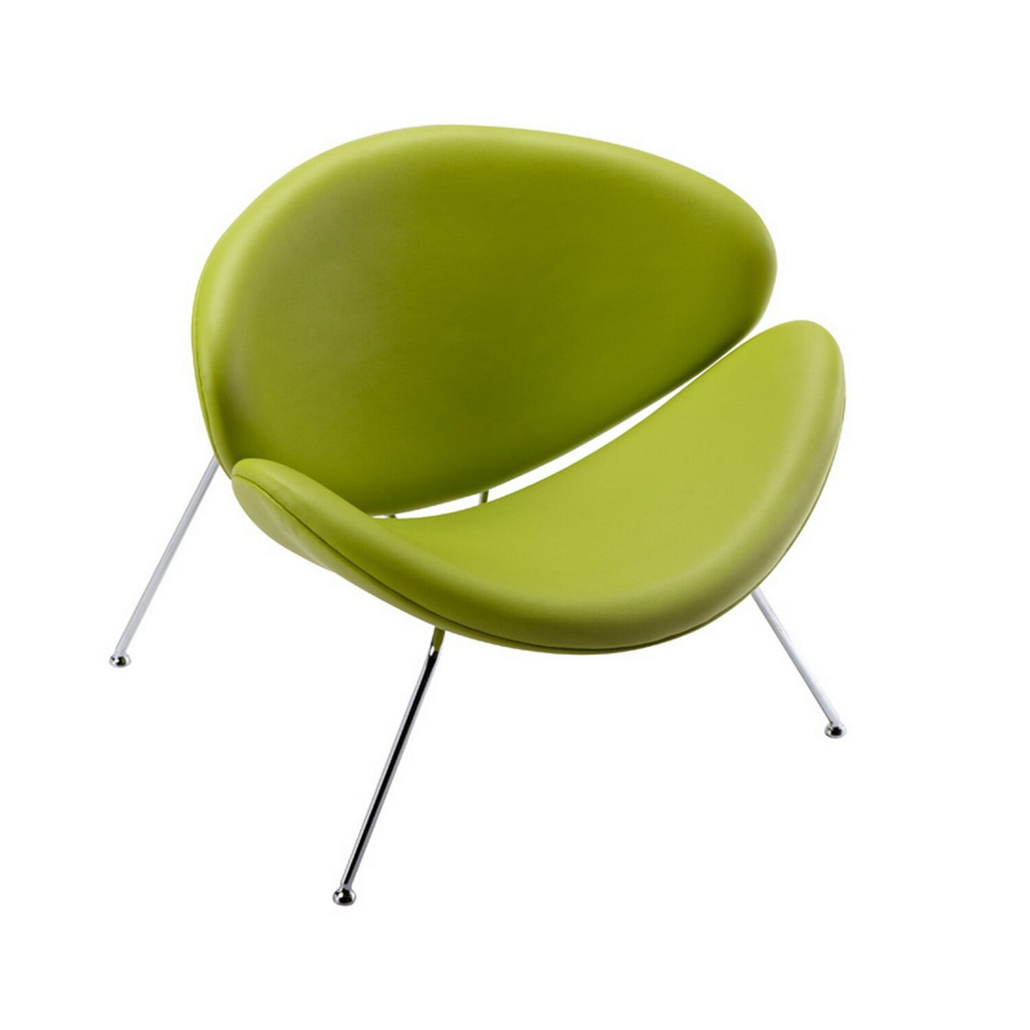 Benjara 34 Inch Accent Chair, Semicircle Round Shape, Faux Leather ...