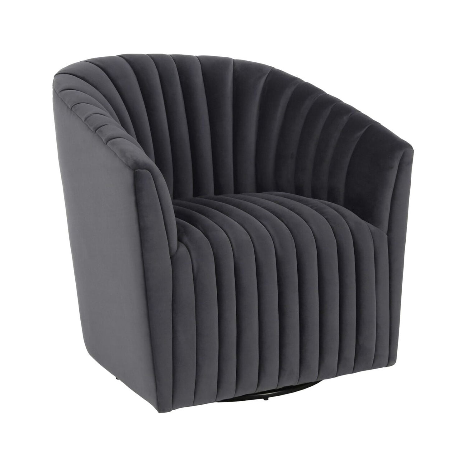 Benjara 34 Inch Swivel Accent Chair, Curved Back, Channel Tufted ...