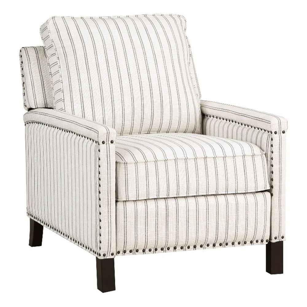 Claire 34 Inch Accent Chair- Push Recliner- Beige Gray Polyester ...