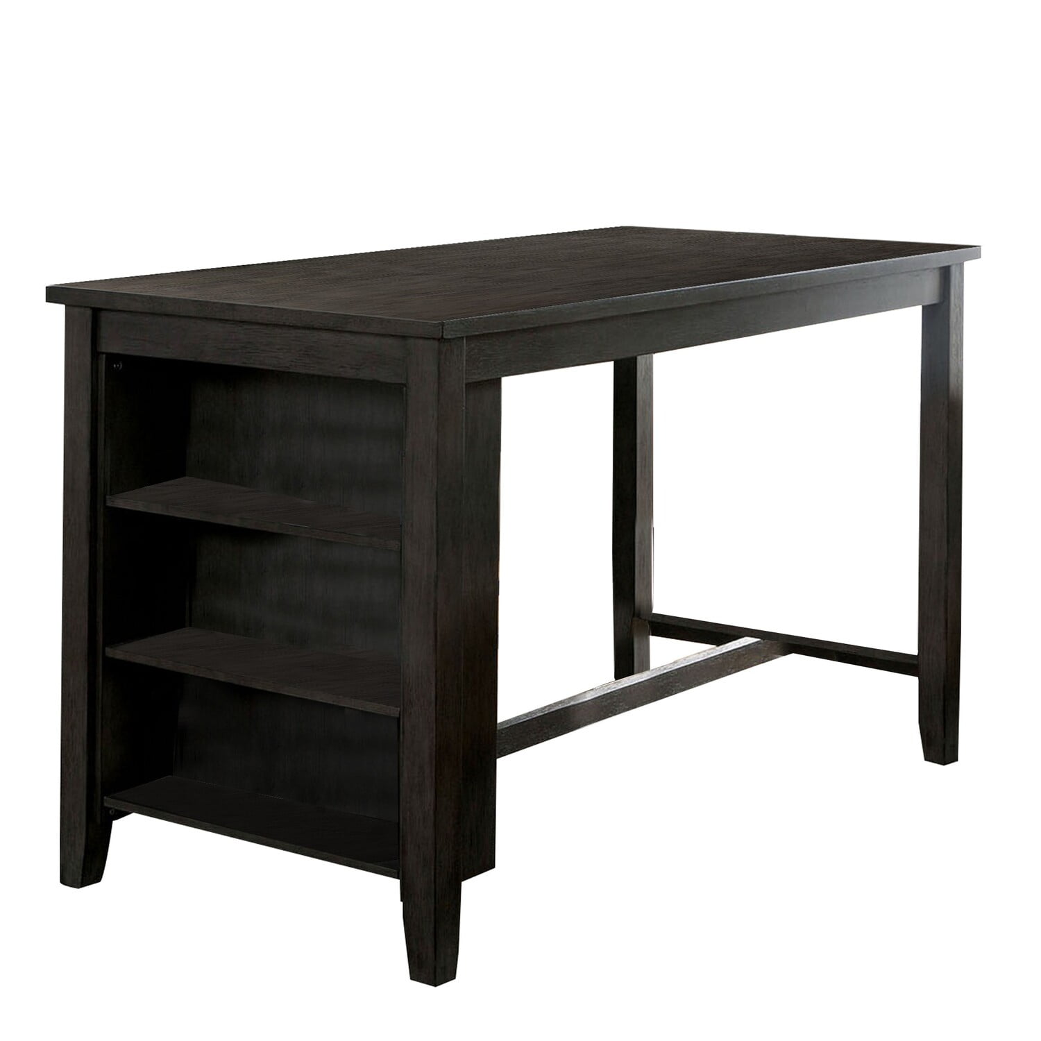 36 Inch Counter Height Table with Shelves, Gray- Saltoro Sherpi ...