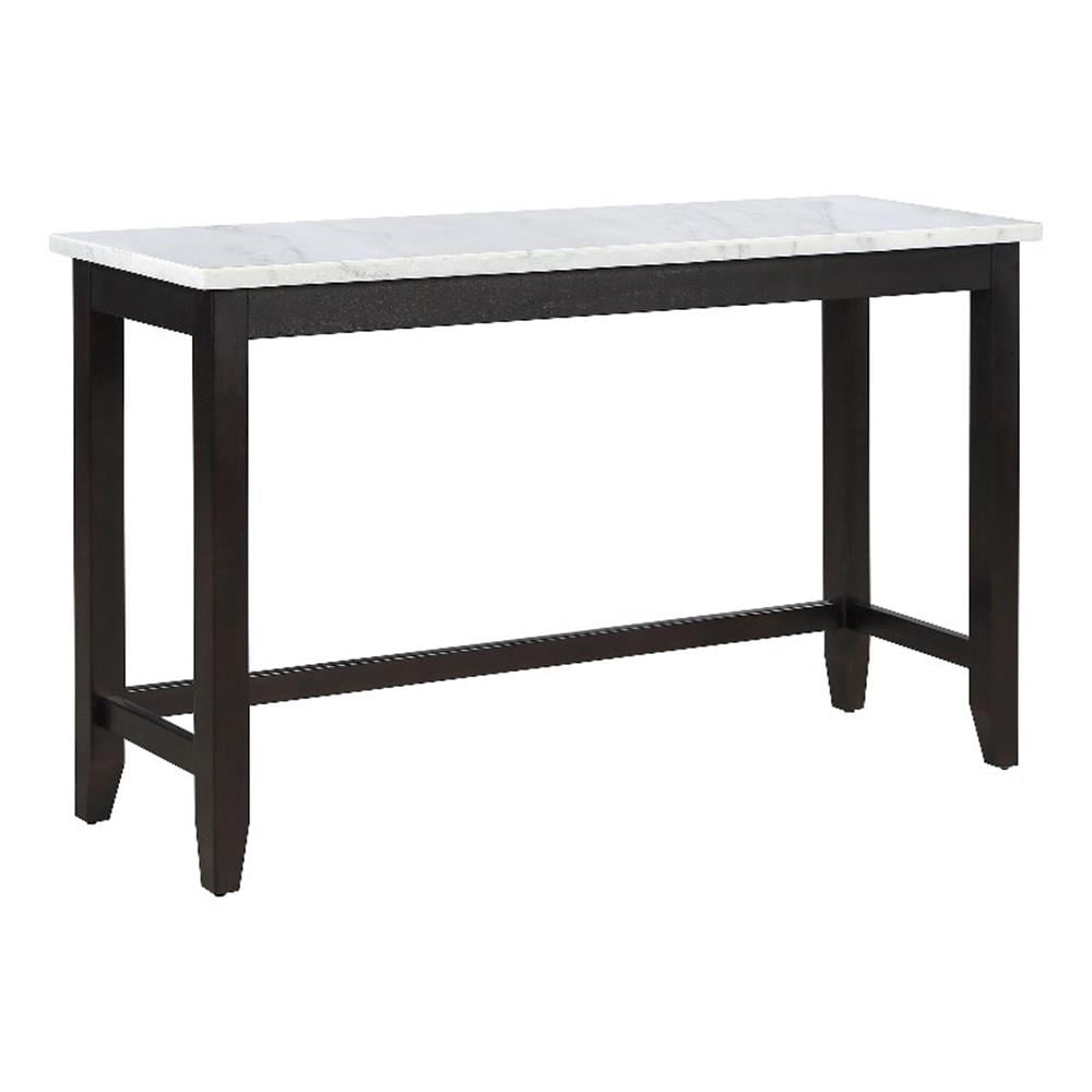36 Inch Counter Height Table- Rectangular White Marble Top- Espresso ...
