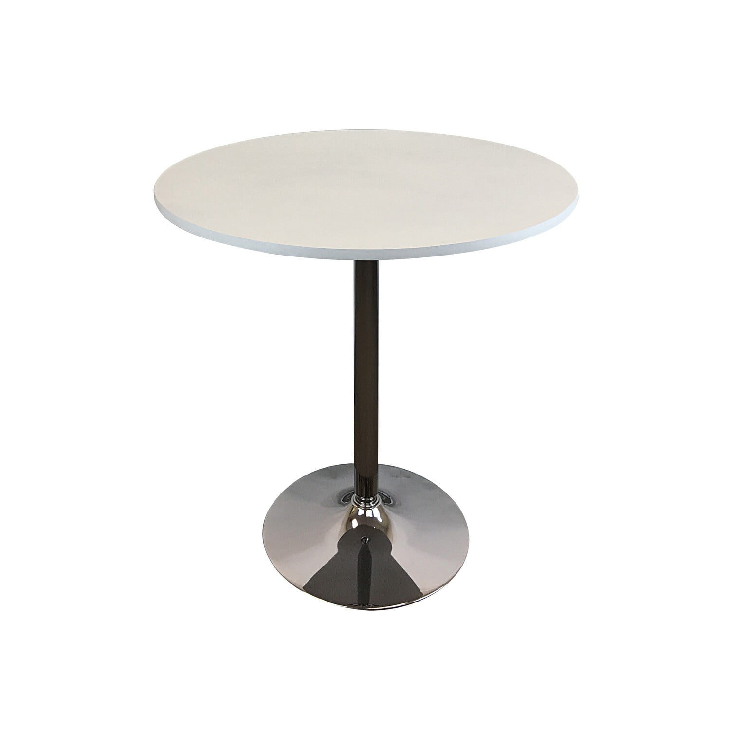 Mari 36 Inch Dining Table, Smooth White Round Top and Stainless Steel ...