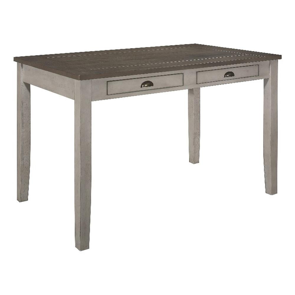 Brian 37 Inch Counter Height Table- Brown Top- 4 Drawers- Gray Solid ...