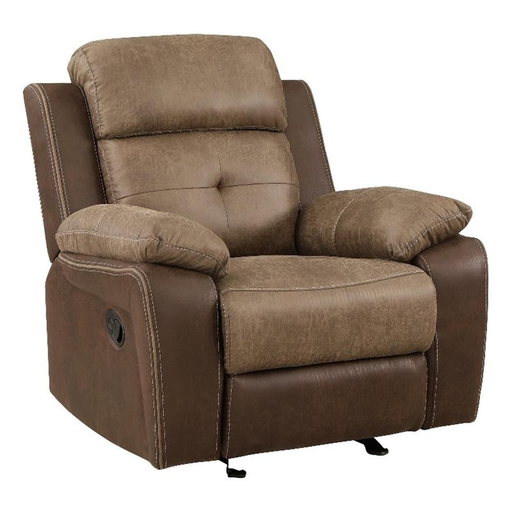 Emma 38 Inch Manual Glider Recliner Chair- Brown Microfiber- Solid Wood ...