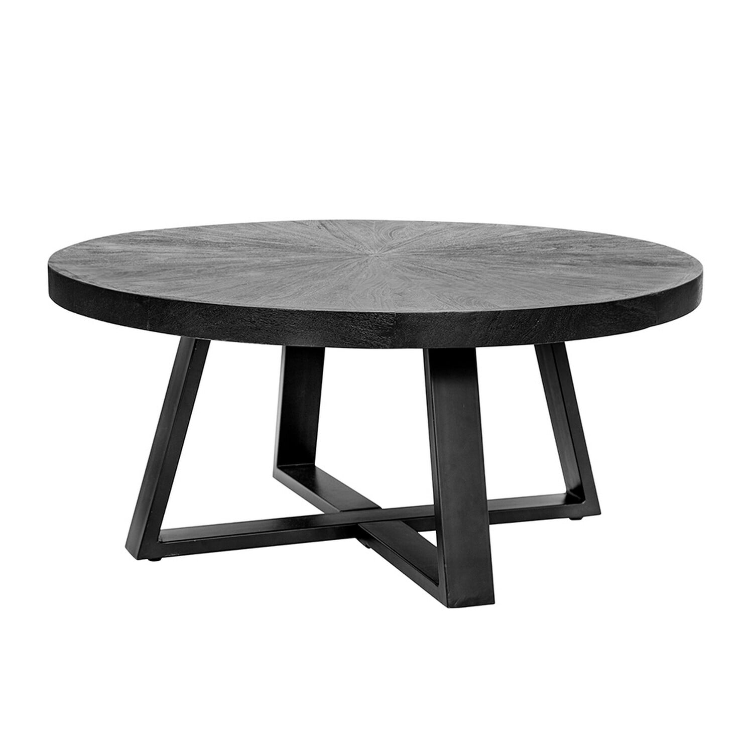 Benjara Raj 39 Inch Round Coffee Table, Cross Legs Design, Black Acacia ...