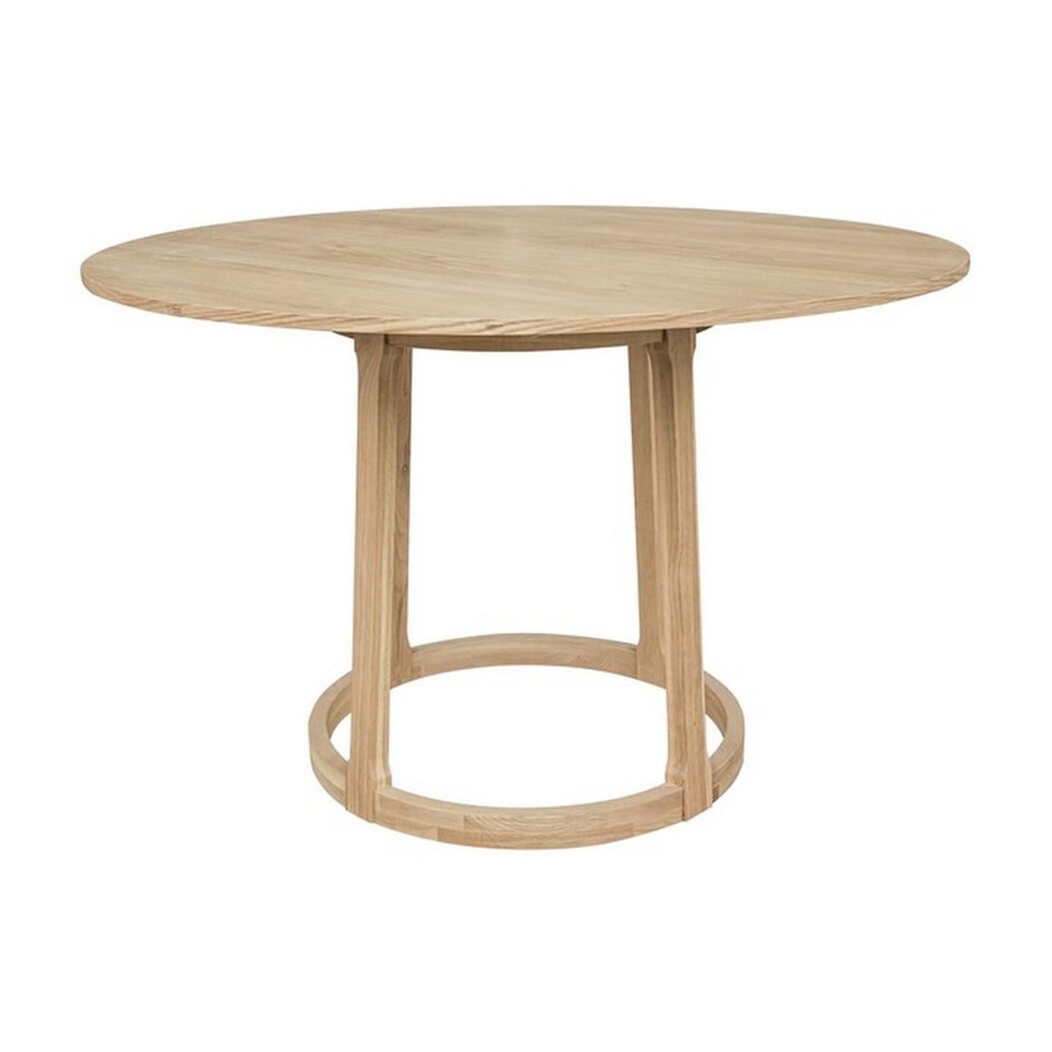 Benjara Hane 47 Inch Dining Table, Round Tabletop, Natural Brown Oak ...