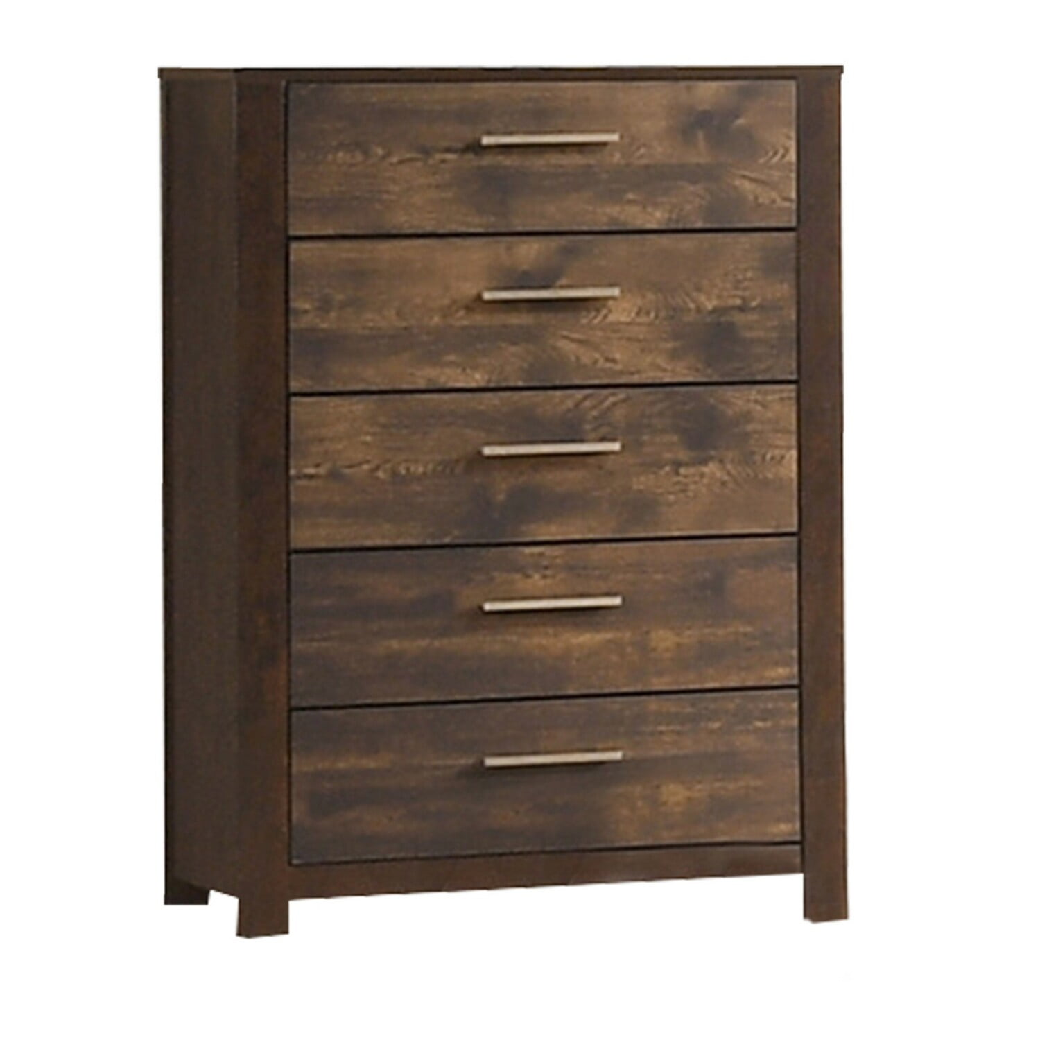 48 Inches 5 Drawer Wooden Chest with Grains Rustic Brown - Walmart.com