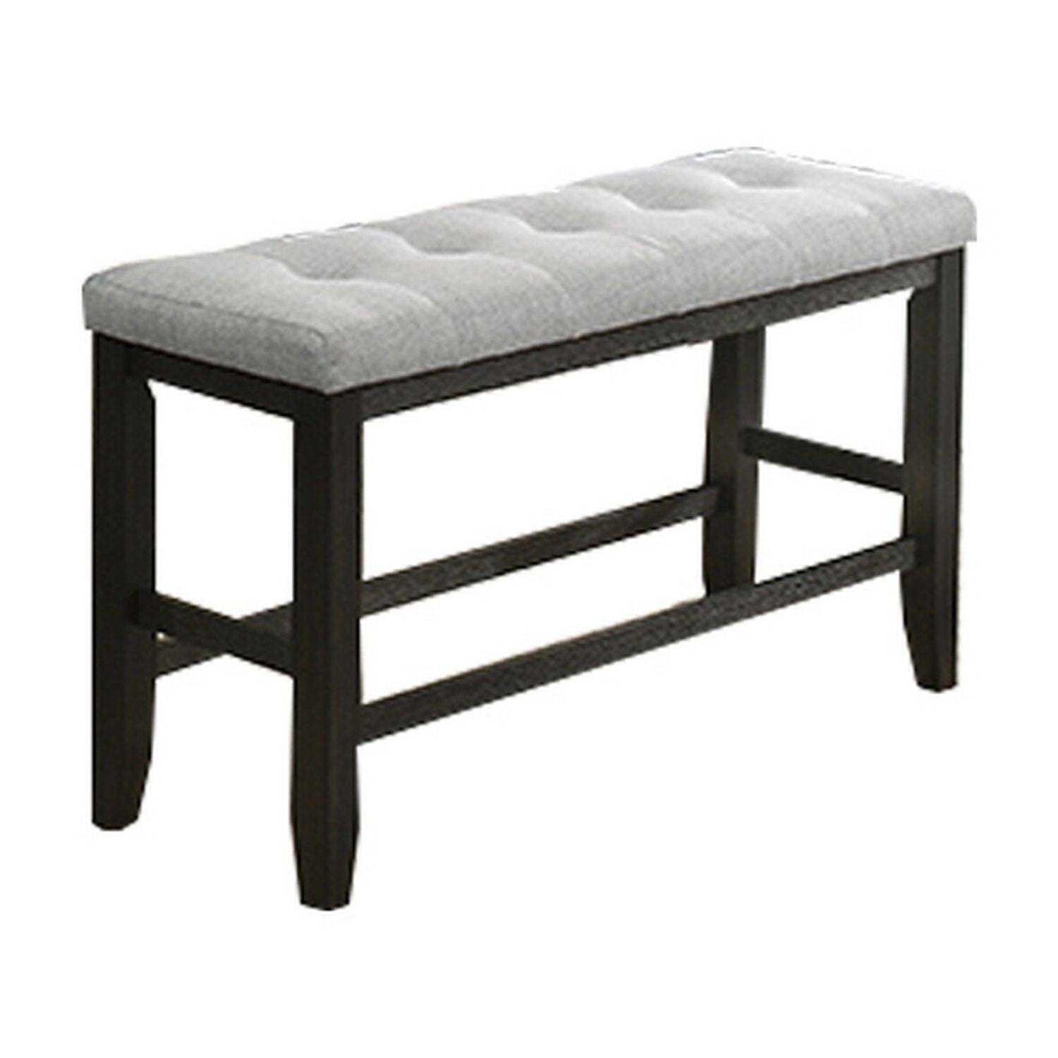 Benjara Woodlands 48 Inch Counter Height Bench, Wood, Tufted Seat ...
