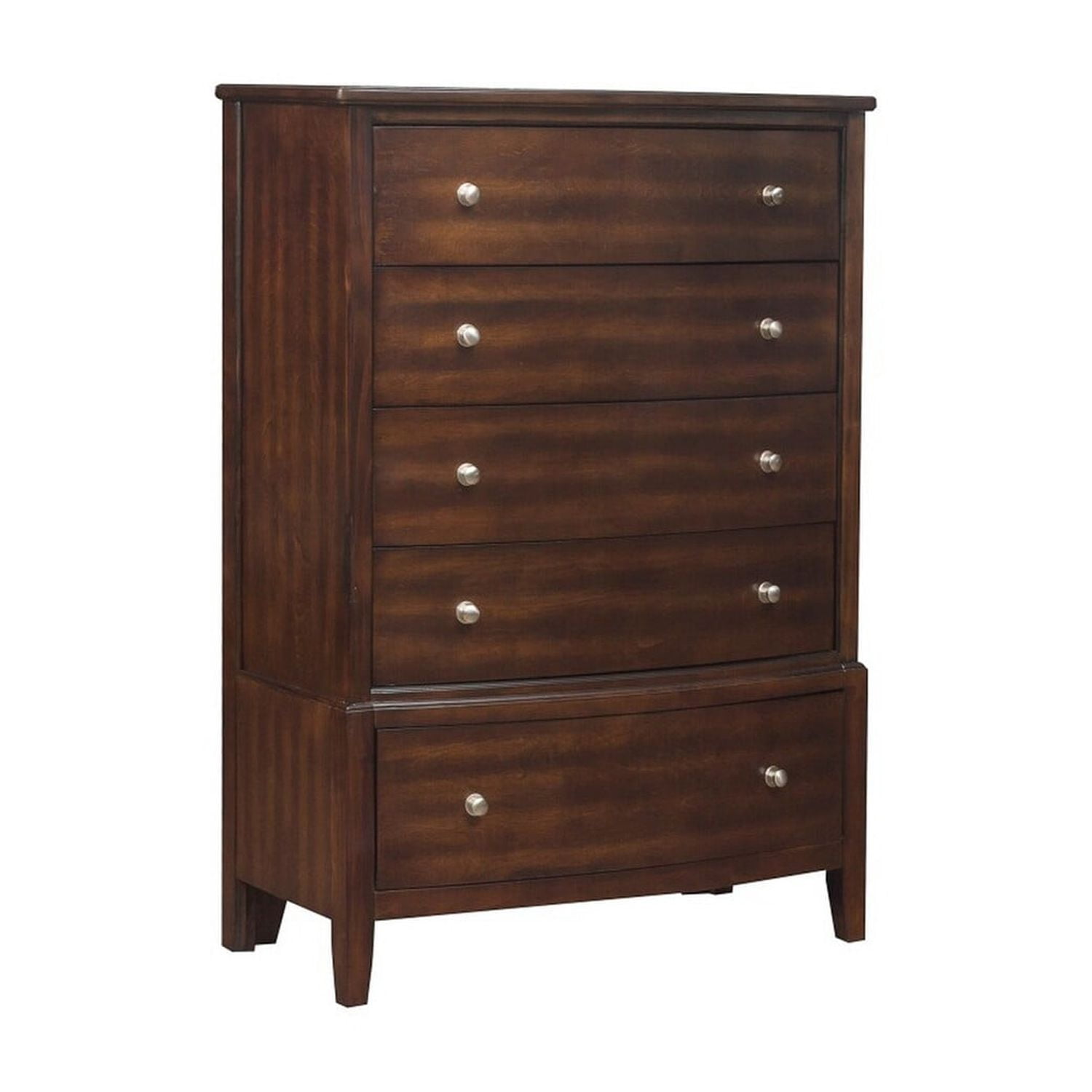 Benjara 5 Drawer Wooden Chest with Chamfered Legs, Dark Brown - Walmart.com